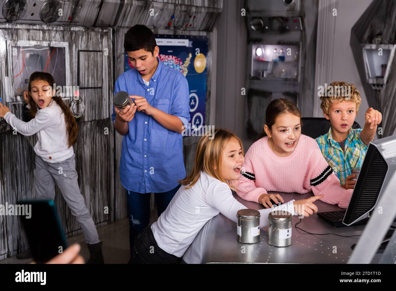 Positive friendly kids playing in the bunker room Stock Photo - Alamy