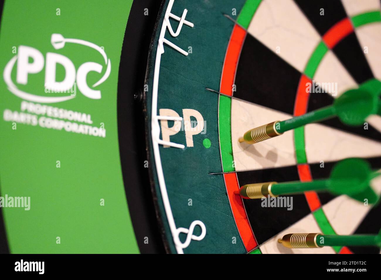 A general view of a dart board on day one of the Paddy Power World ...