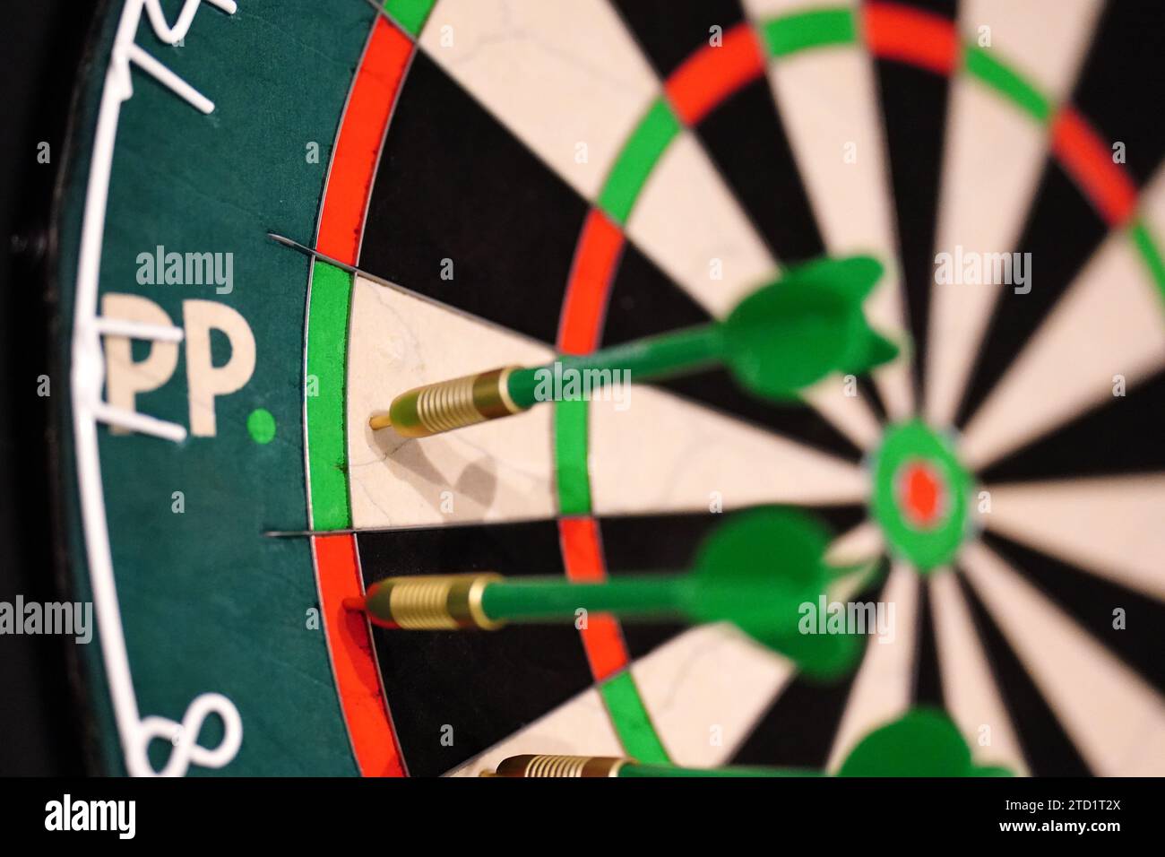 A general view of a dart board on day one of the Paddy Power World ...