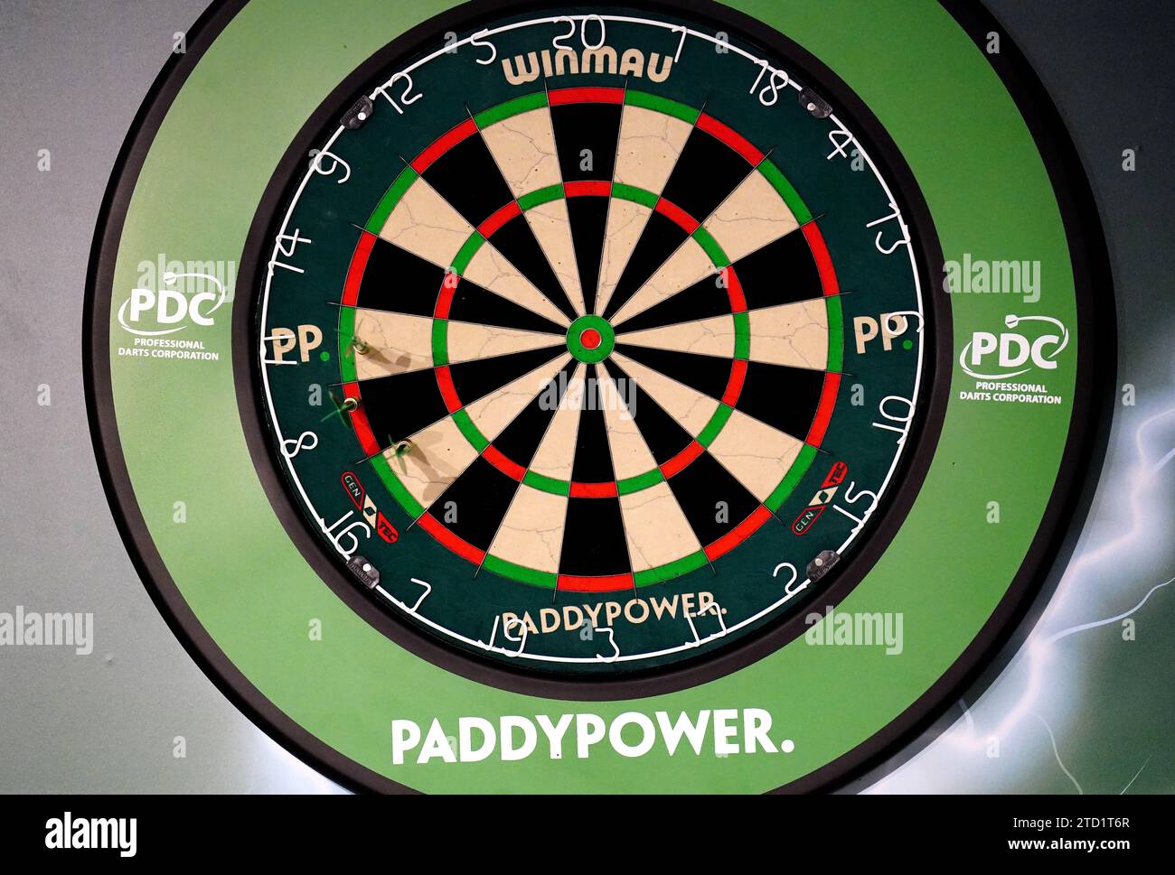 A general view of a dart board on day one of the Paddy Power World ...