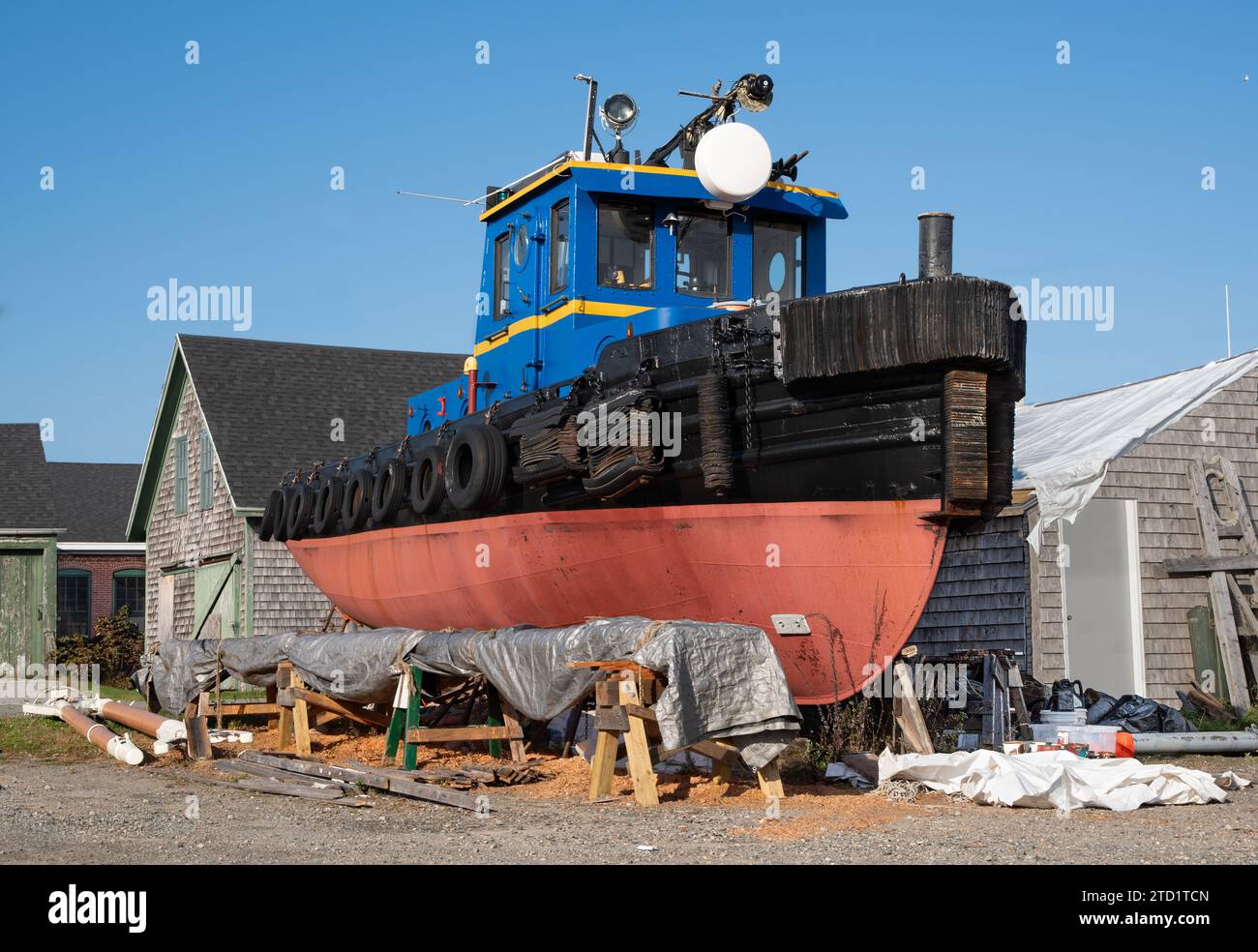 Old Tugboat Under Repair A well-preserved tugboat awaits further ...