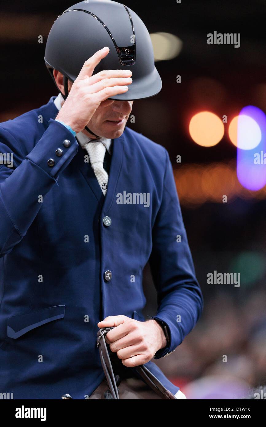 London, UK. 15th Dec 2023. Gregory Wathelet of Belgium with Quaker ...