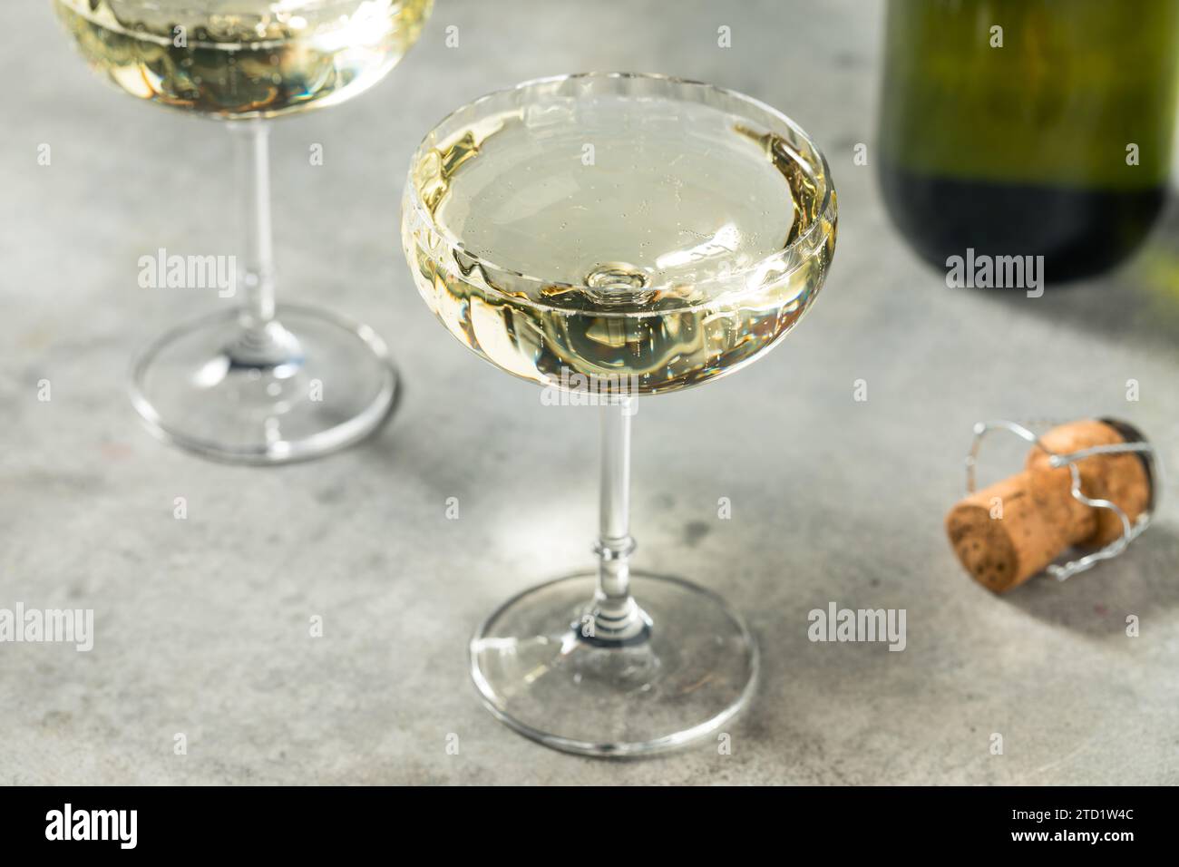 Boozy Bubbly Dry Champagne in a Coupe Glass Ready to Drink Stock Photo ...