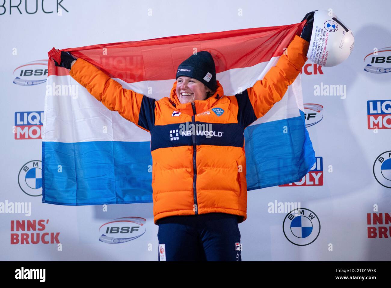 Kimberley Bos (Niederlande) jubelt ueber den Sieg, AUT, IBSF BMW ...
