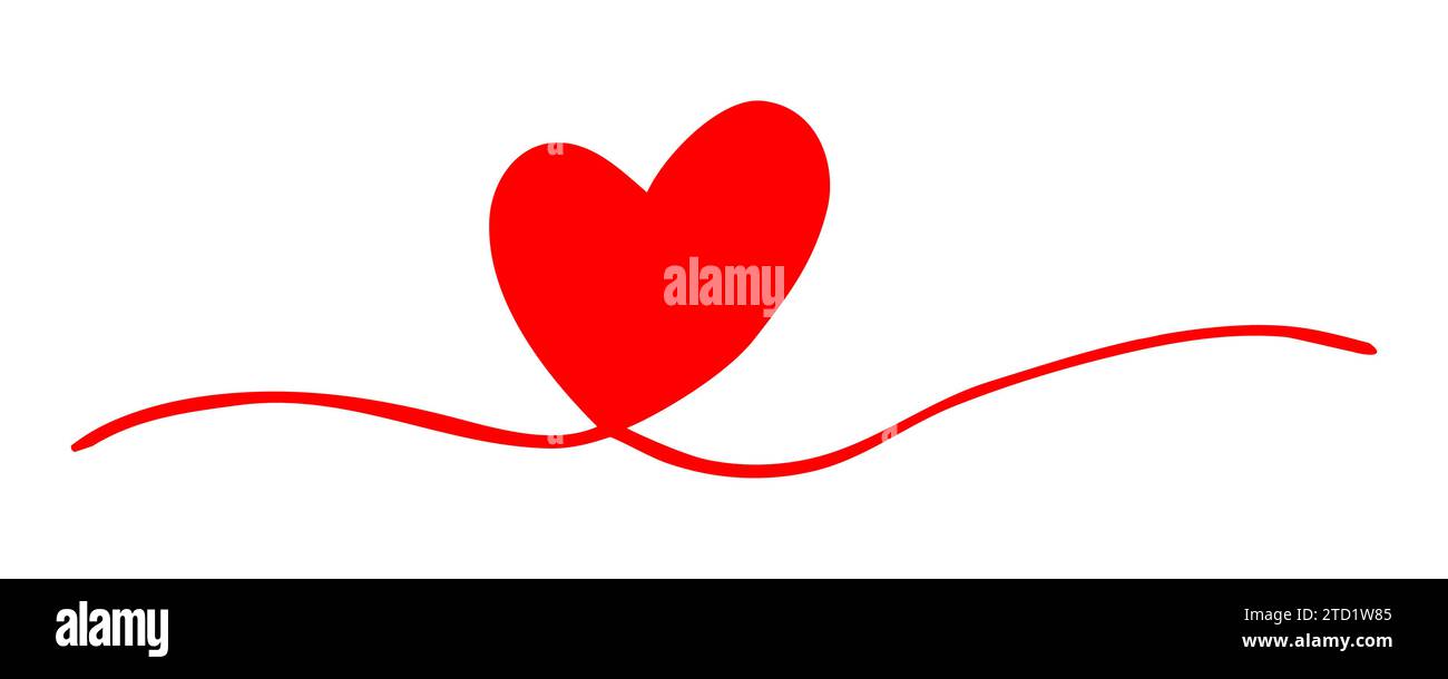 Scribbled heart hand drawn with thin line, divider shape. Isolated on ...