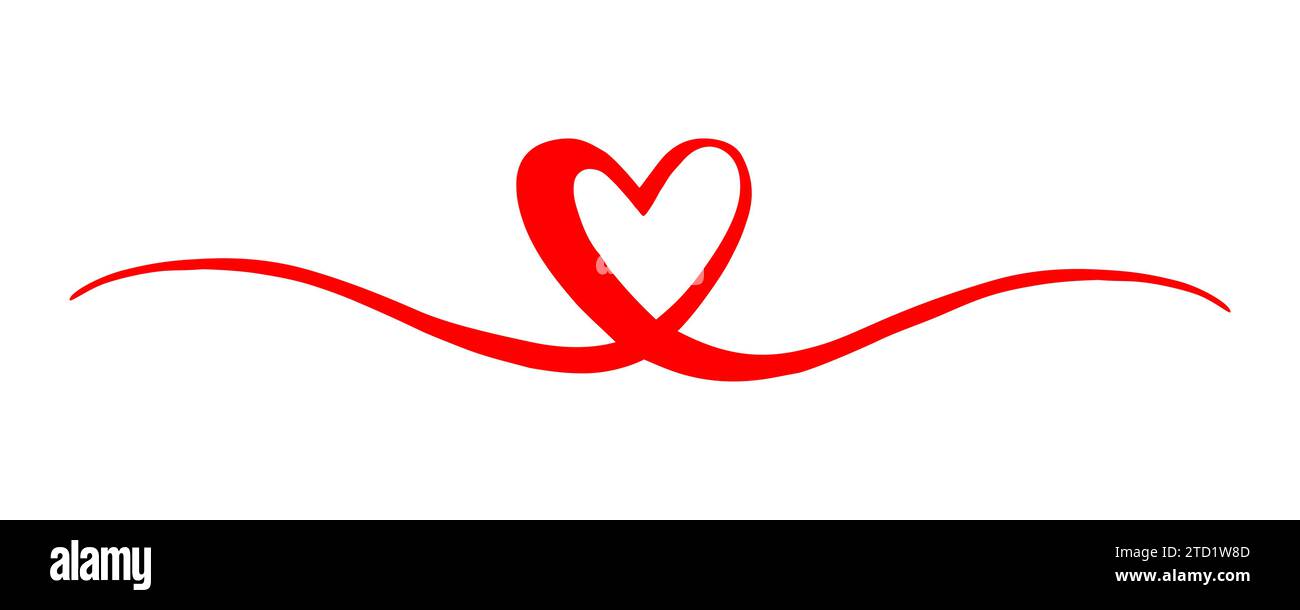 Heart Valentine's Day swash hand painted with brush and ink, isolated ...