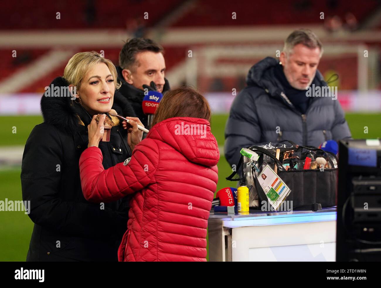Presenter Kelly Cates has make up applied ahead of the Premier League ...