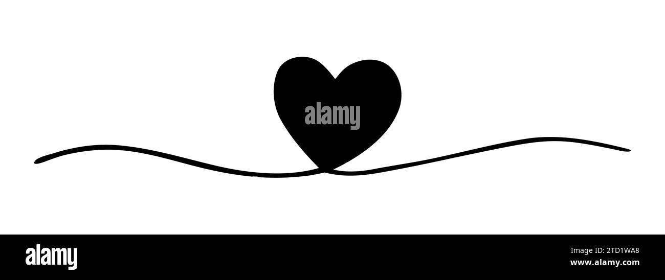 Heart Valentine's Day swash hand painted with brush and ink, isolated ...