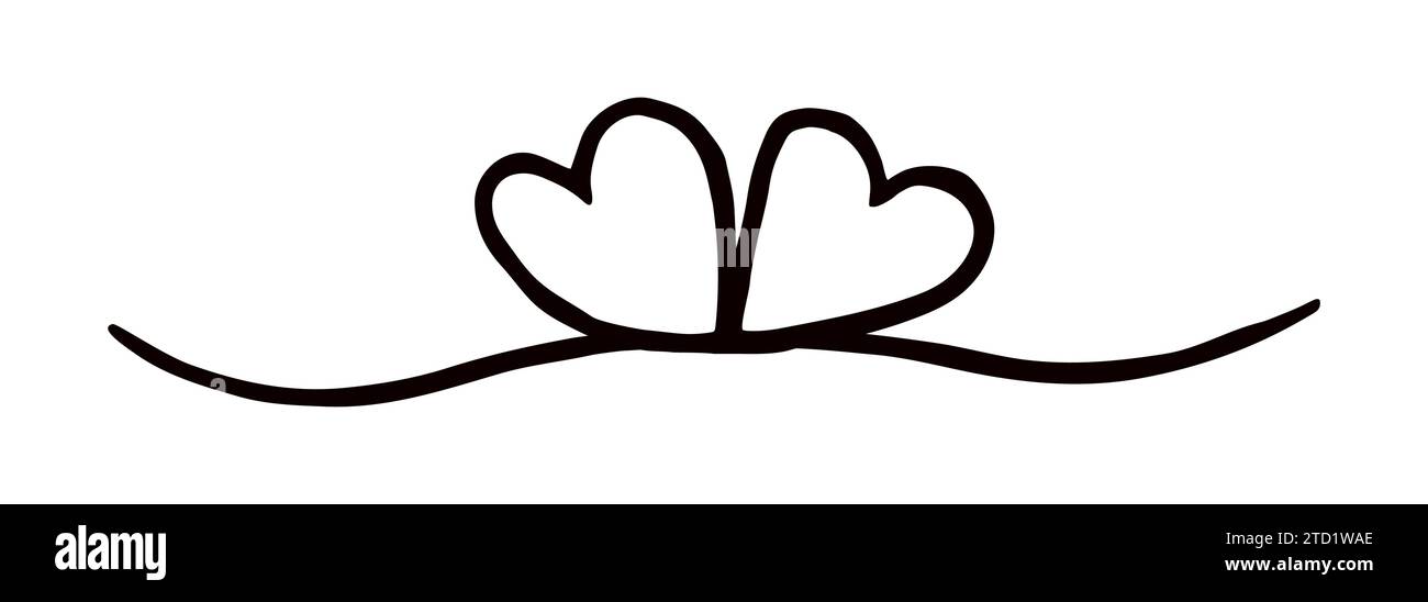 Heart Valentine's Day swash hand painted with brush and ink, isolated ...