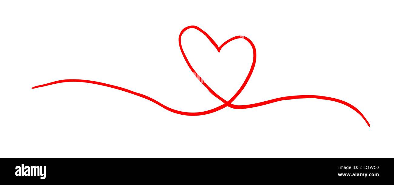 Scribbled heart hand drawn with thin line, divider shape. Isolated on ...