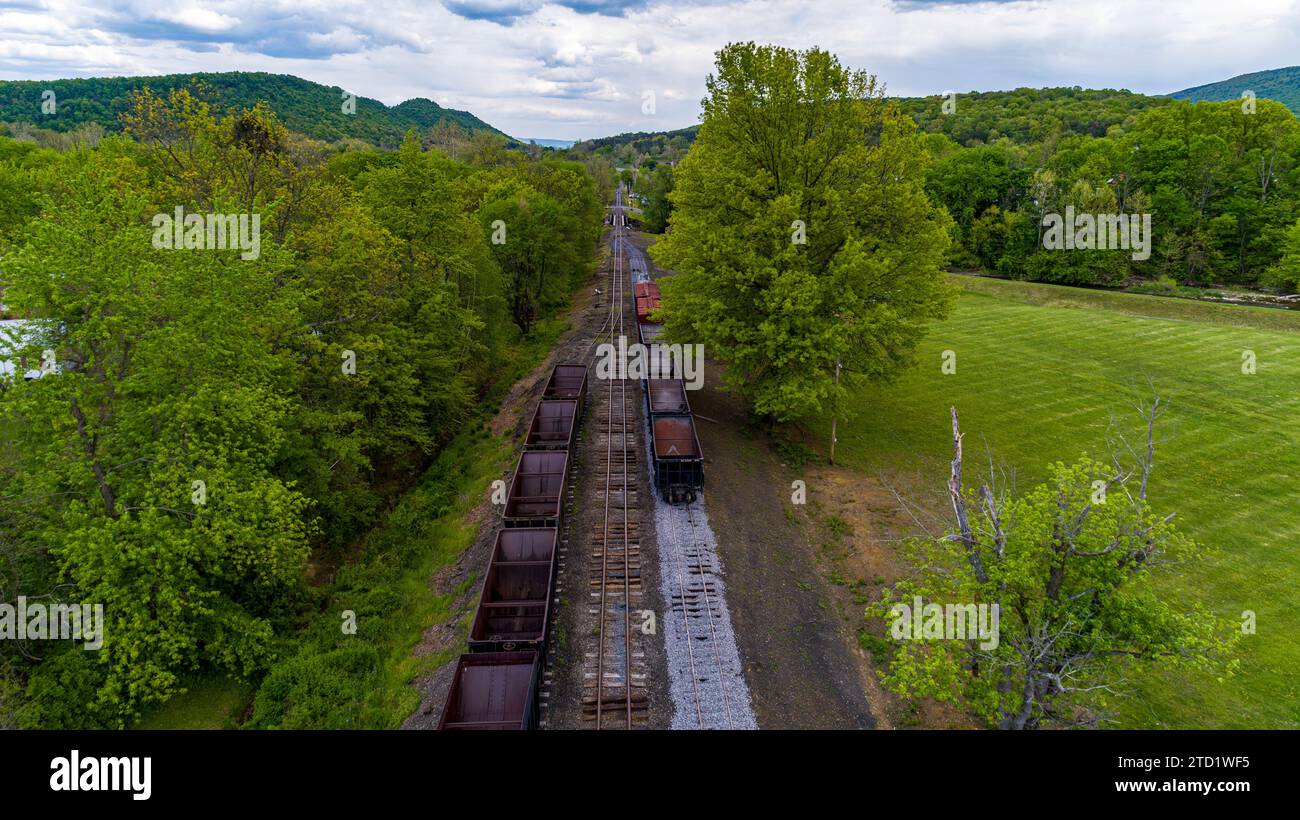 An Aerial View of a Narrow Gauge Train Tracks, With Many Old Rusting ...