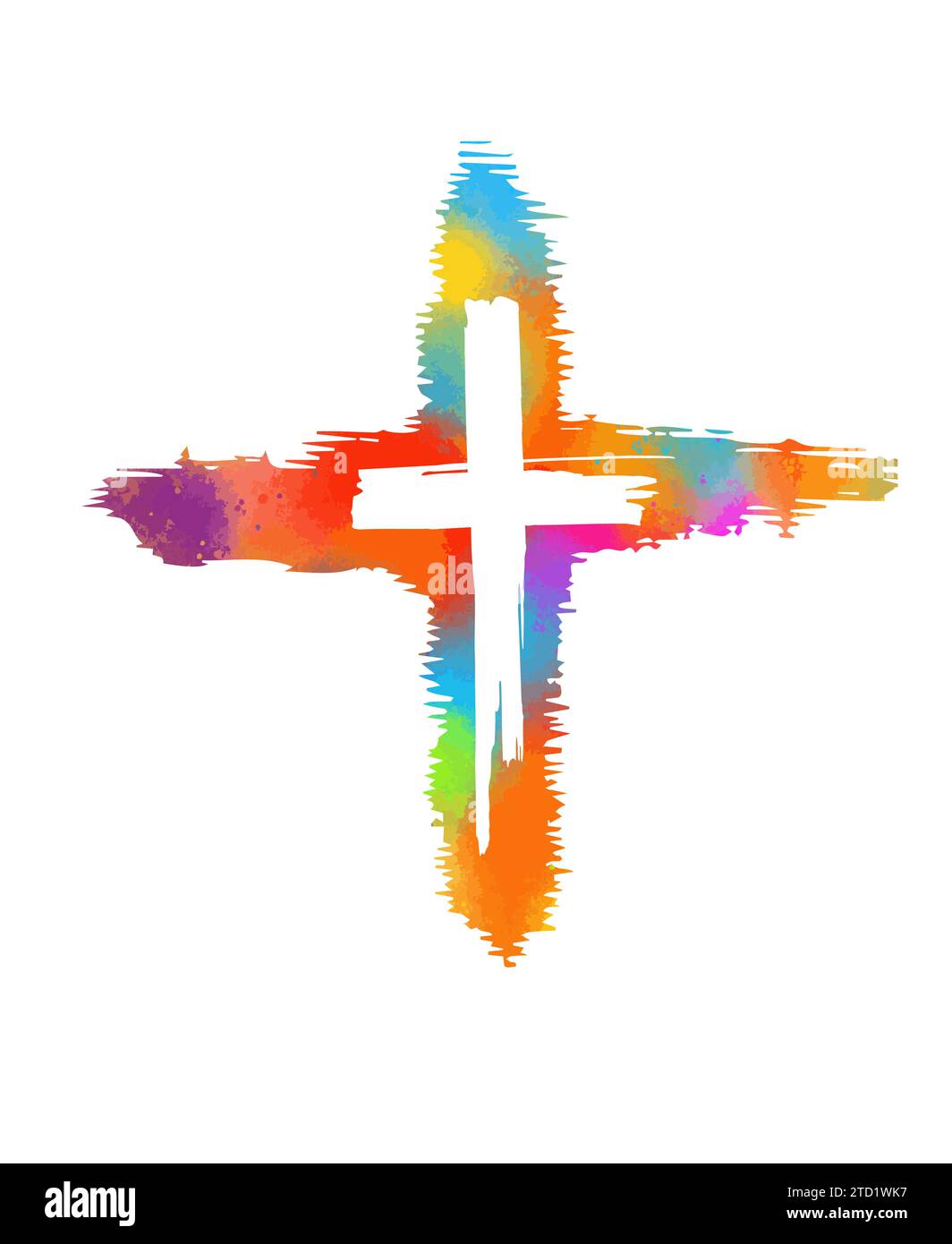colored cross made of blots. Happy easter. hand drawing. Not AI, Vector ...