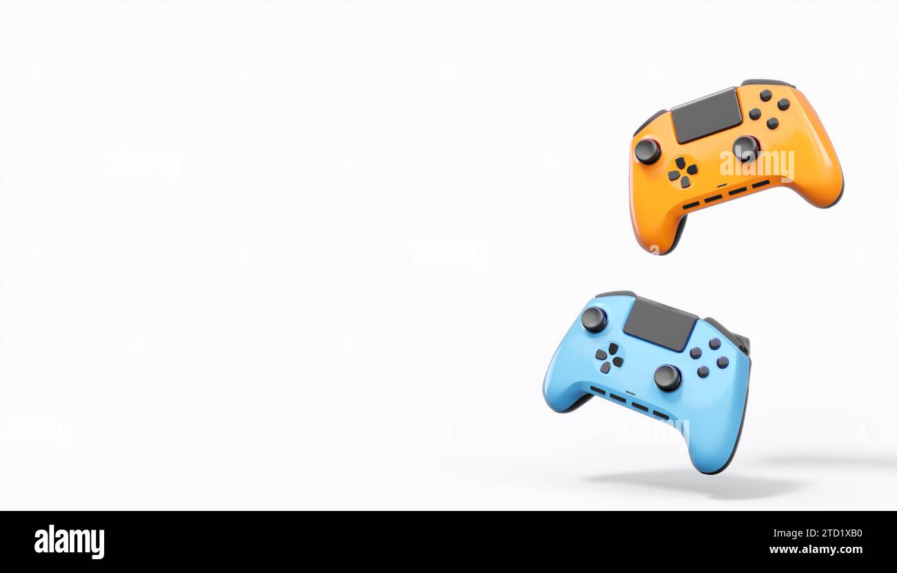 Realistic colorful video game joysticks or gamepads with color buttons ...