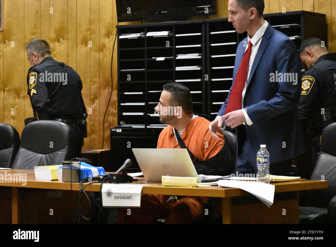NYPD officer Hariton Marachilian sits at the defendant table inside of ...