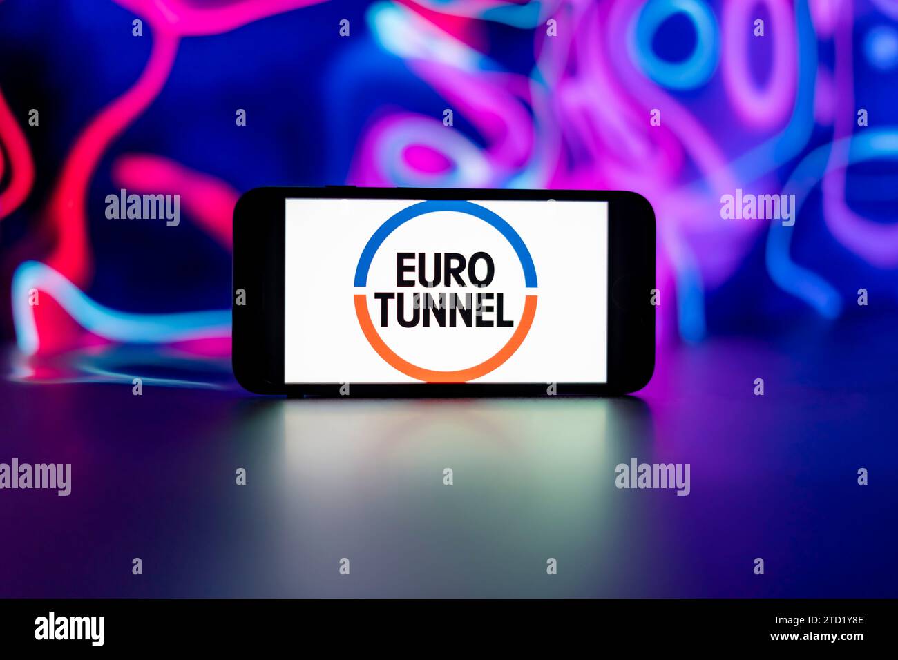 In this photo illustration, the Euro Tunnel logo is seen displayed on a ...