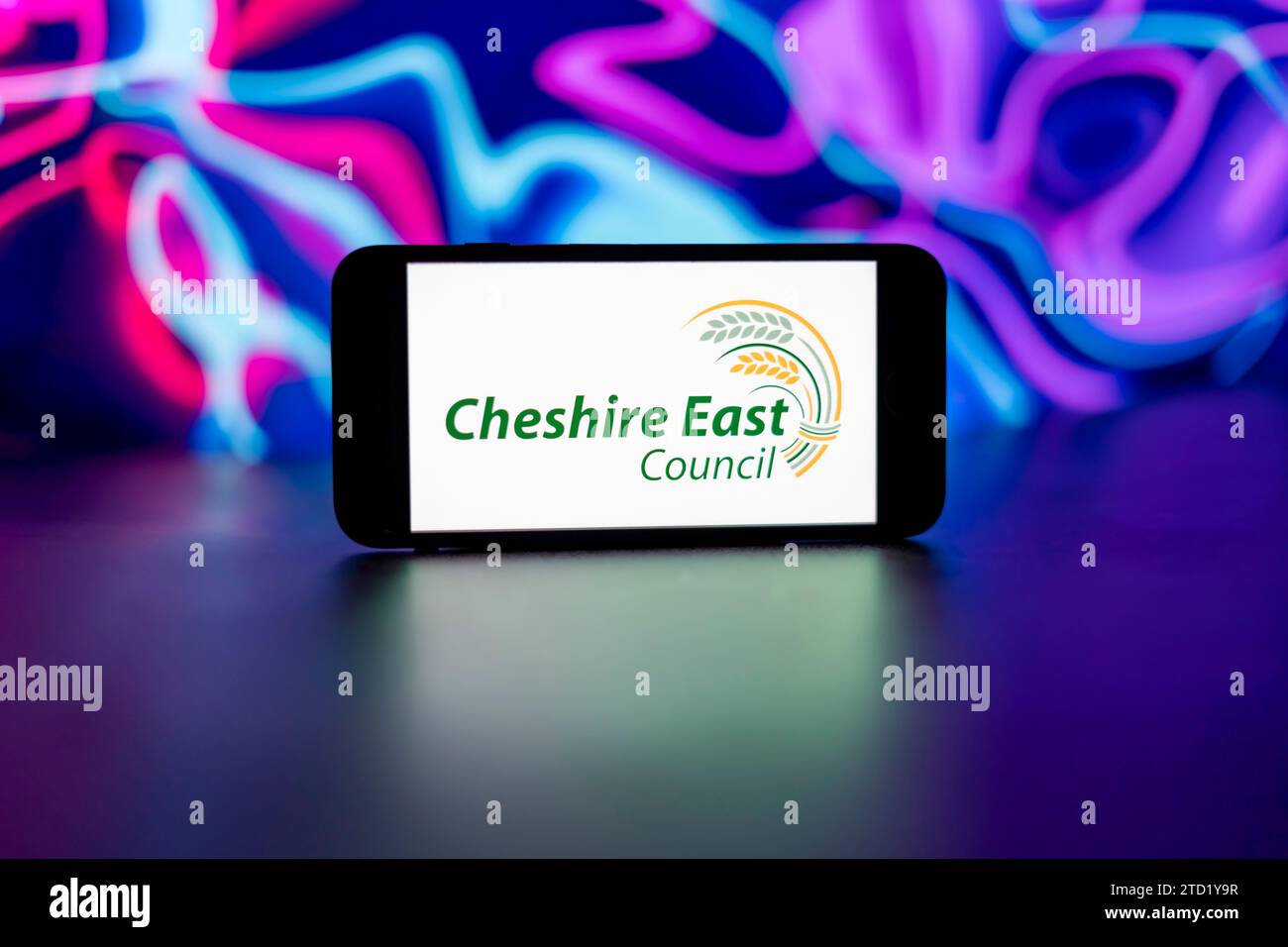 In this photo illustration, the Cheshire East Council logo is seen displayed on a mobile phone ...