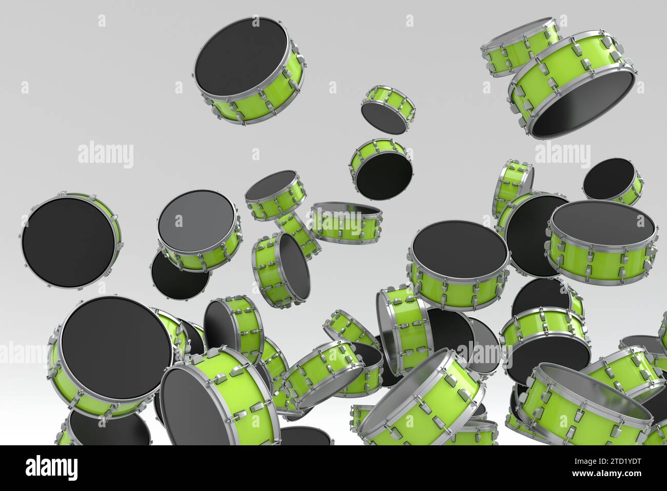 Many of flying drums or drumset on white background Stock Photo - Alamy