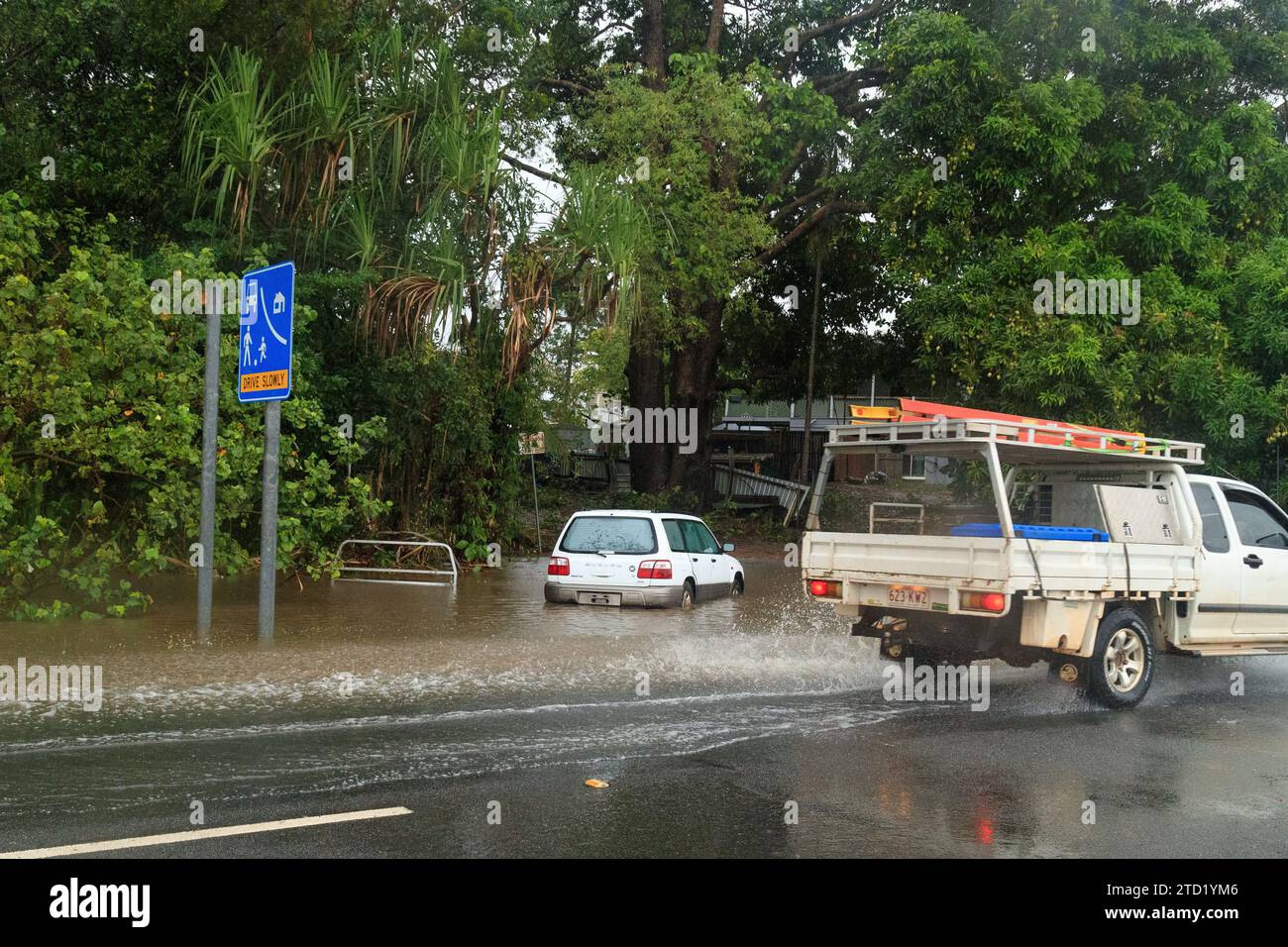 December 15, 2023, Cairns, Queensland, Australia: A car inundated with ...