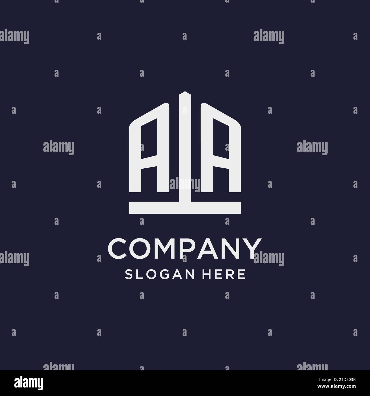 AA initial monogram logo design with pentagon shape style design ideas ...