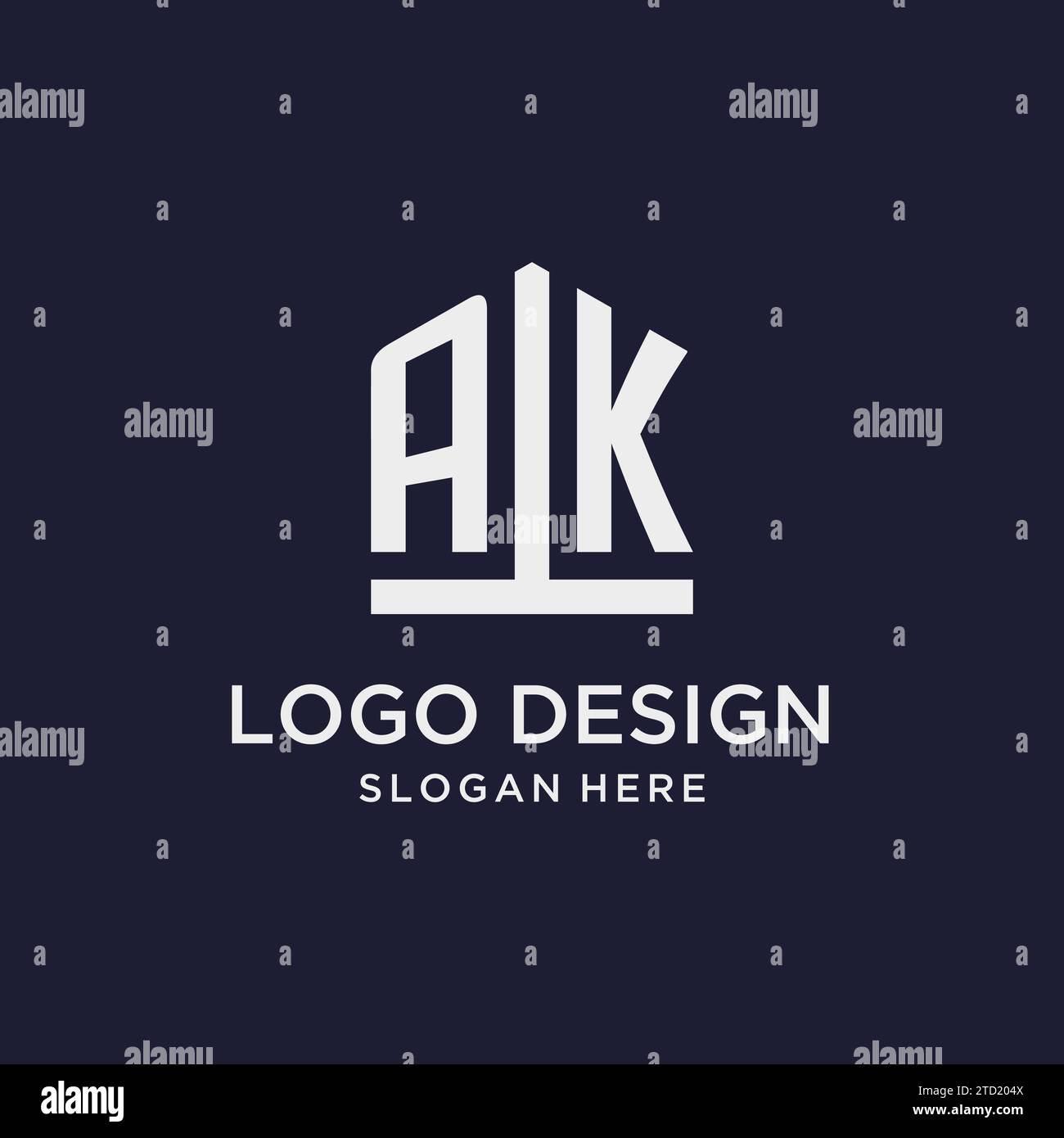 AK initial monogram logo design with pentagon shape style design ideas ...