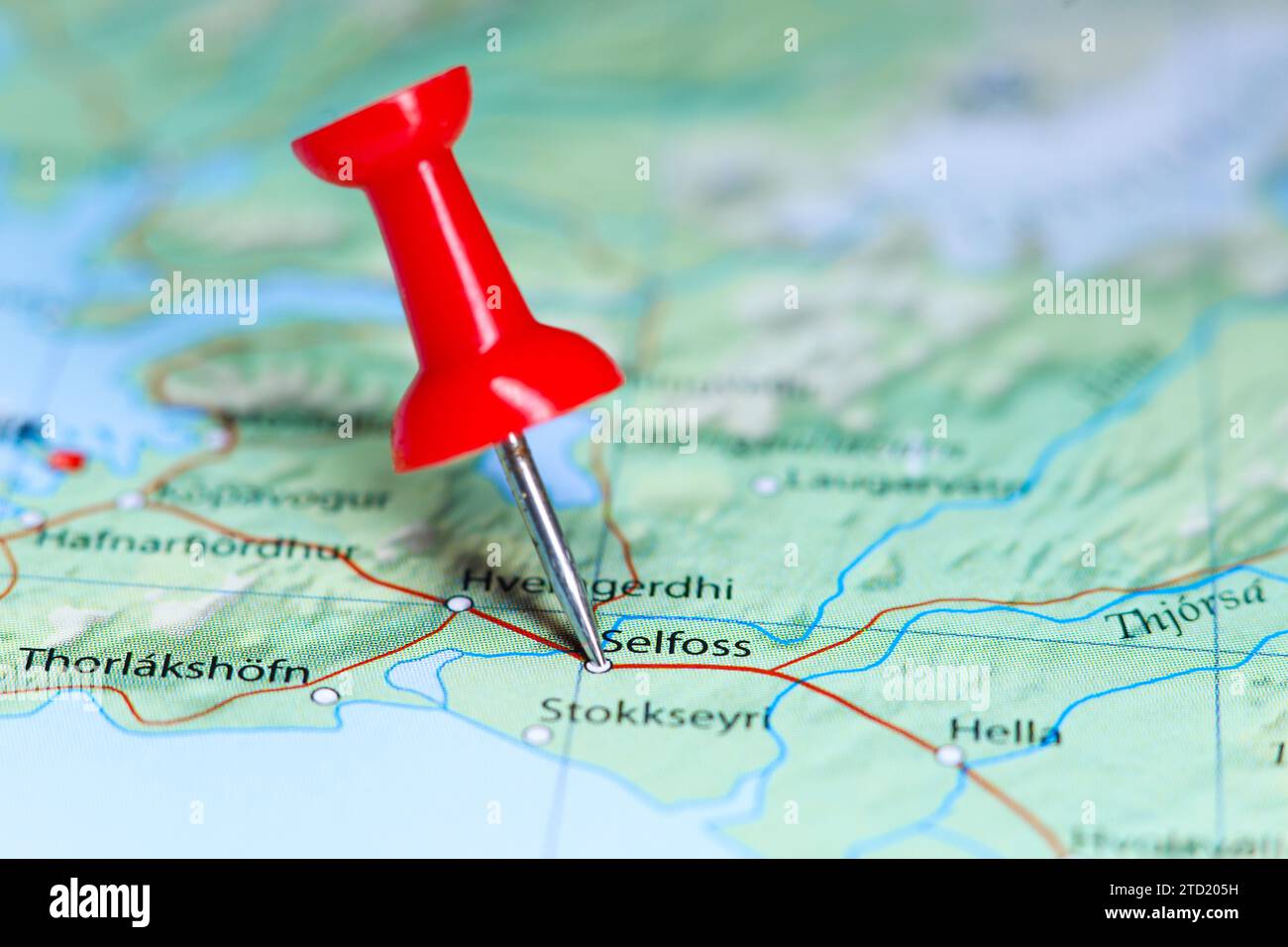 Selfoss, Iceland pin on map Stock Photo - Alamy