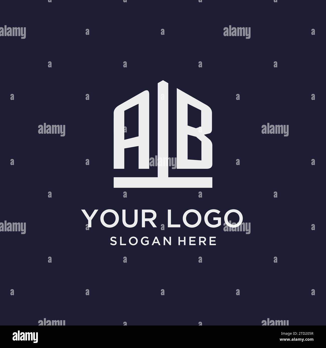 AB initial monogram logo design with pentagon shape style design ideas ...