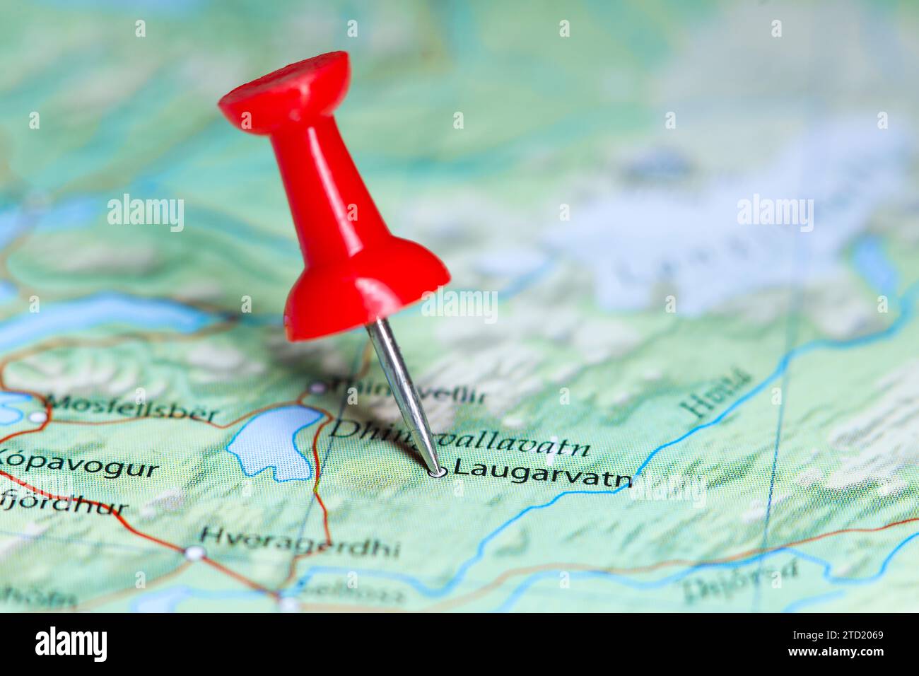 Laugarvatn, Iceland pin on map Stock Photo - Alamy