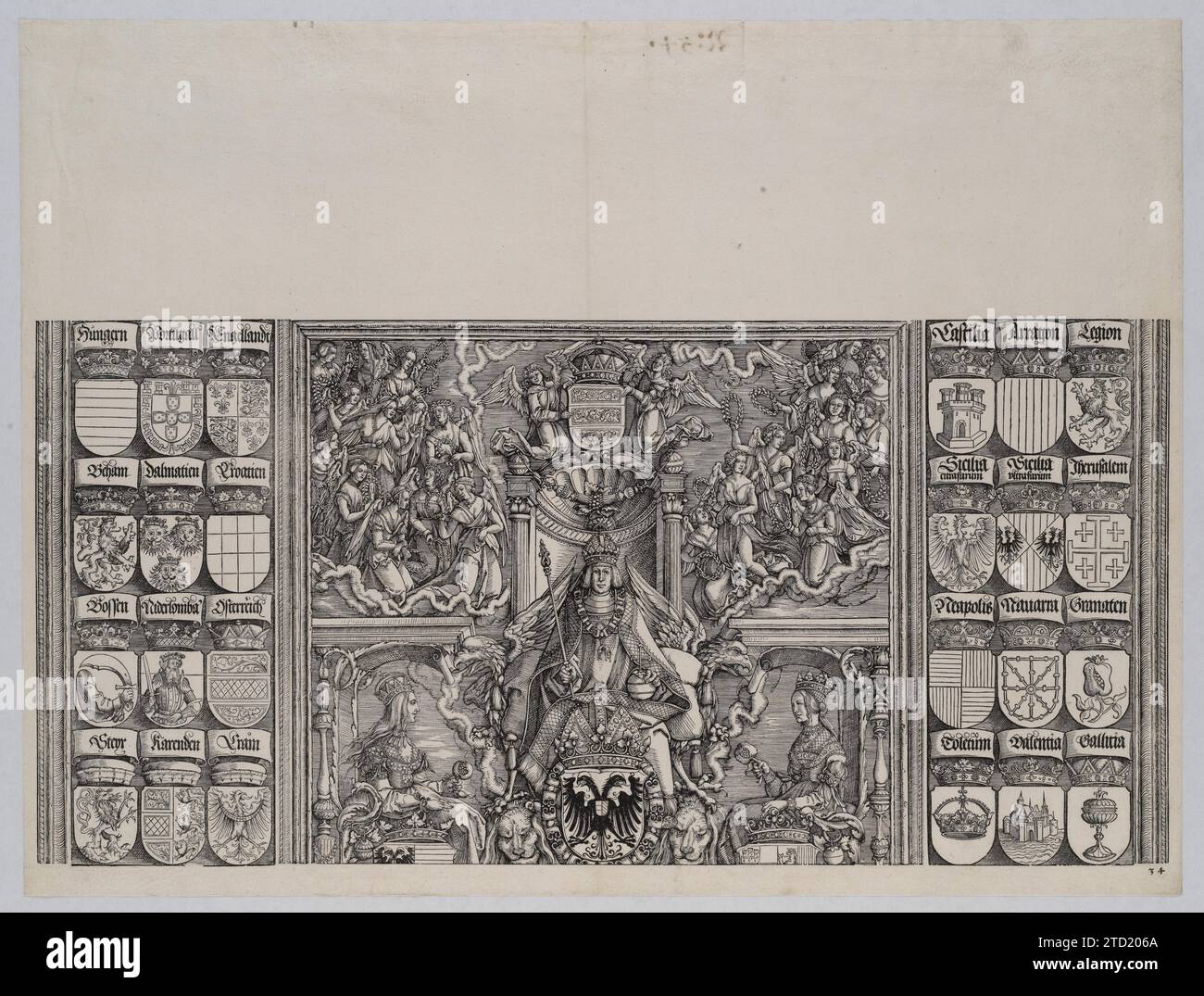 The Emperor Seated on His Throne, Seated Between Joanna of Castile and ...