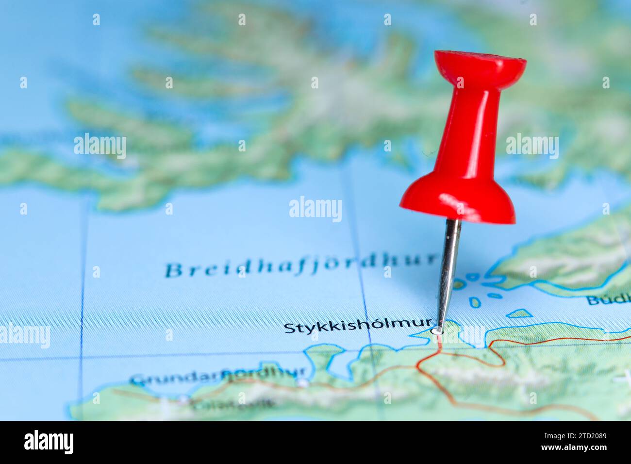 Stykkishólmur, Iceland pin on map Stock Photo - Alamy