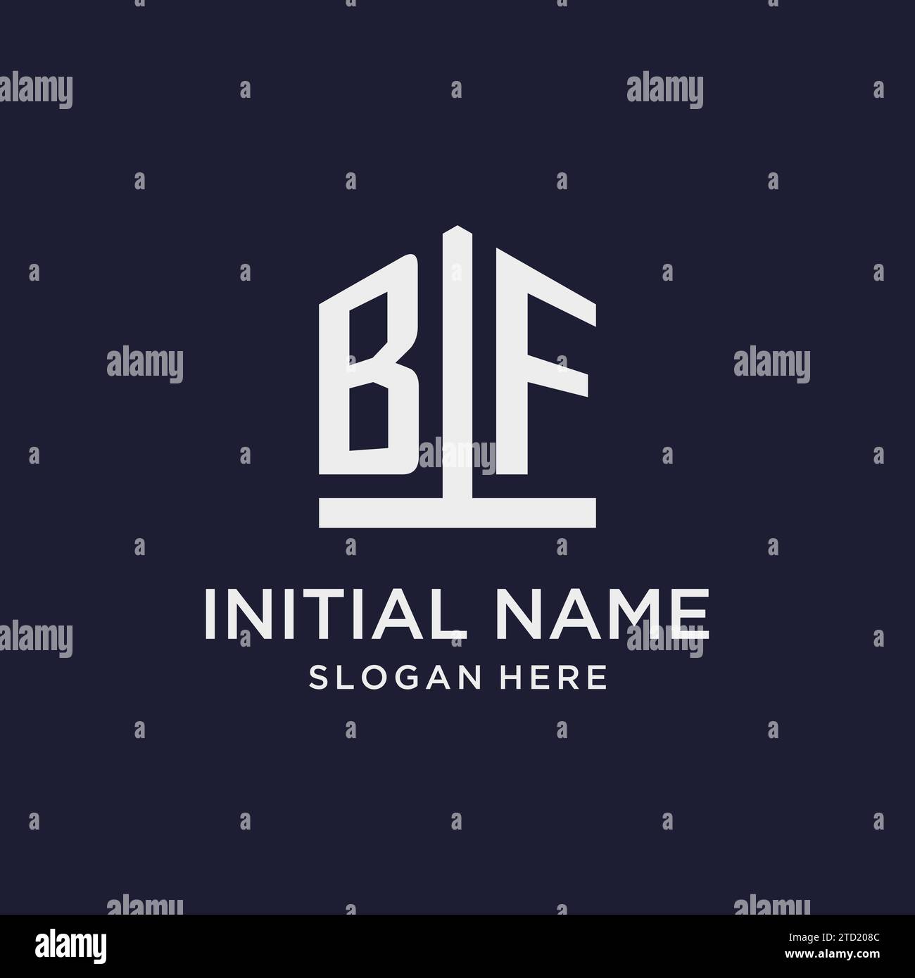 BF initial monogram logo design with pentagon shape style design ideas ...