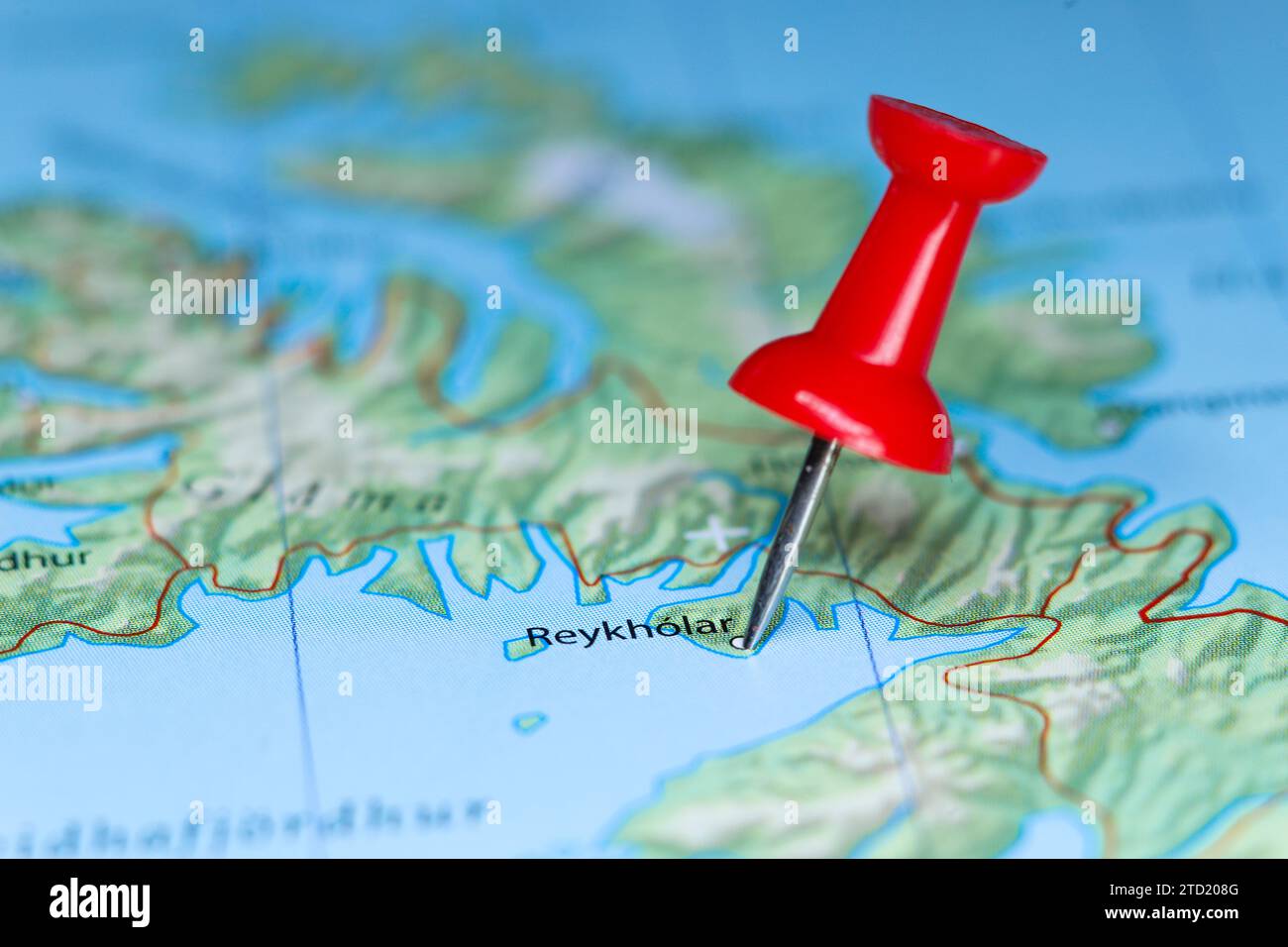 Reykhólar, Iceland pin on map Stock Photo - Alamy