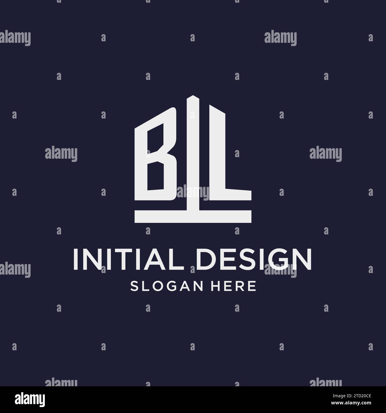 BL initial monogram logo design with pentagon shape style design ideas ...