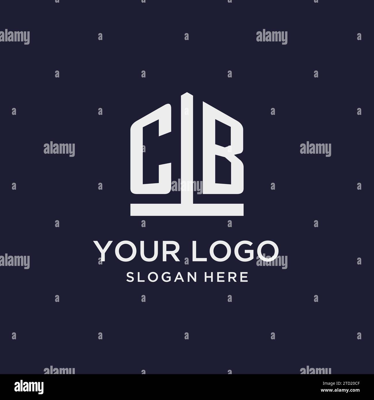 CB initial monogram logo design with pentagon shape style design ideas ...