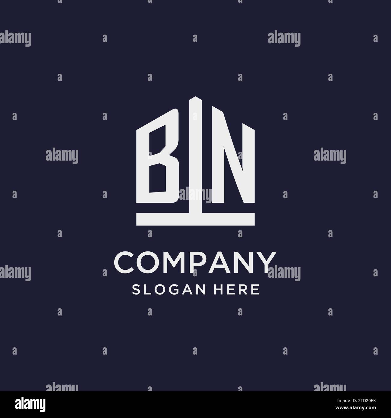 BN initial monogram logo design with pentagon shape style design ideas ...