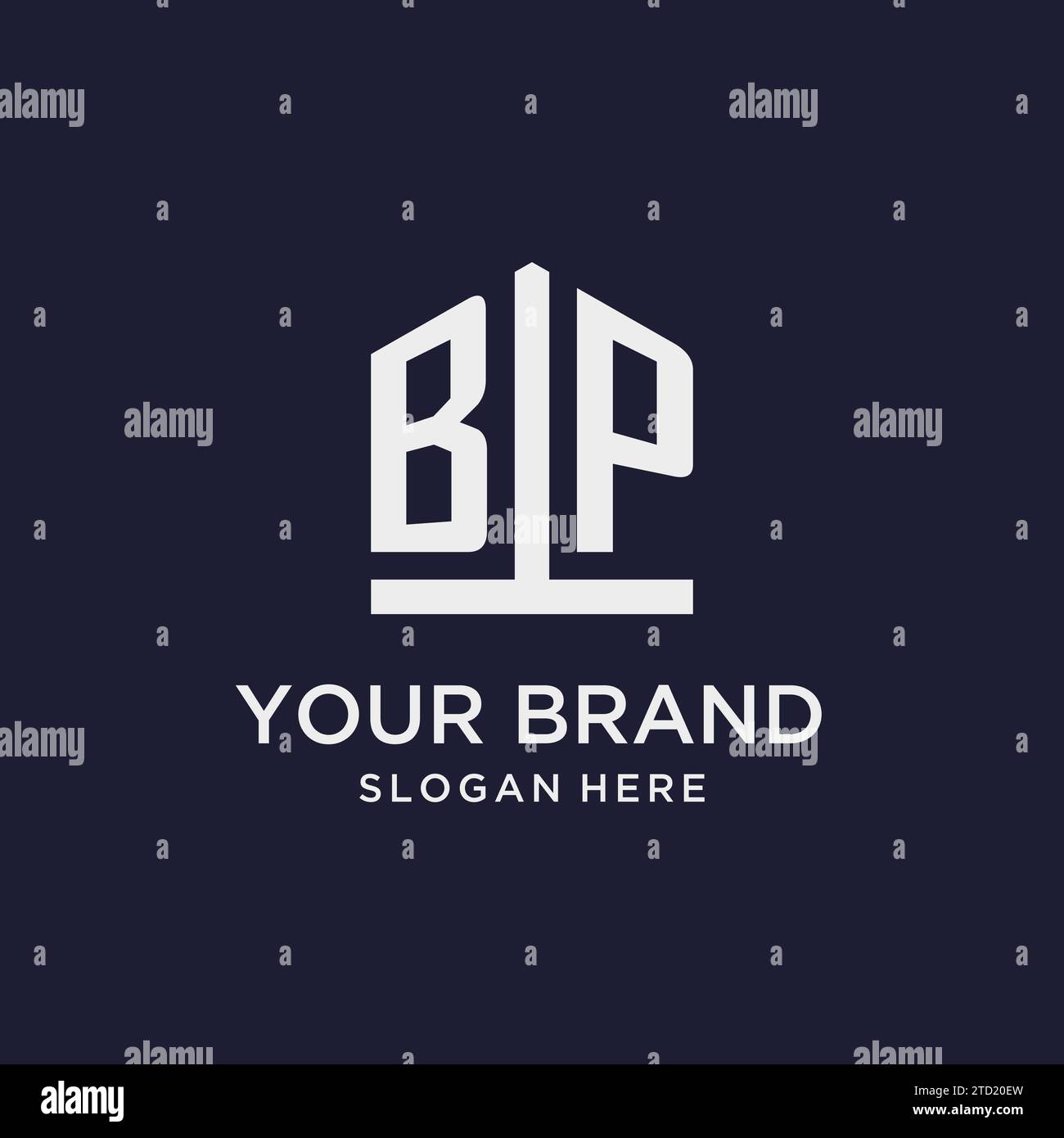 BP initial monogram logo design with pentagon shape style design ideas ...