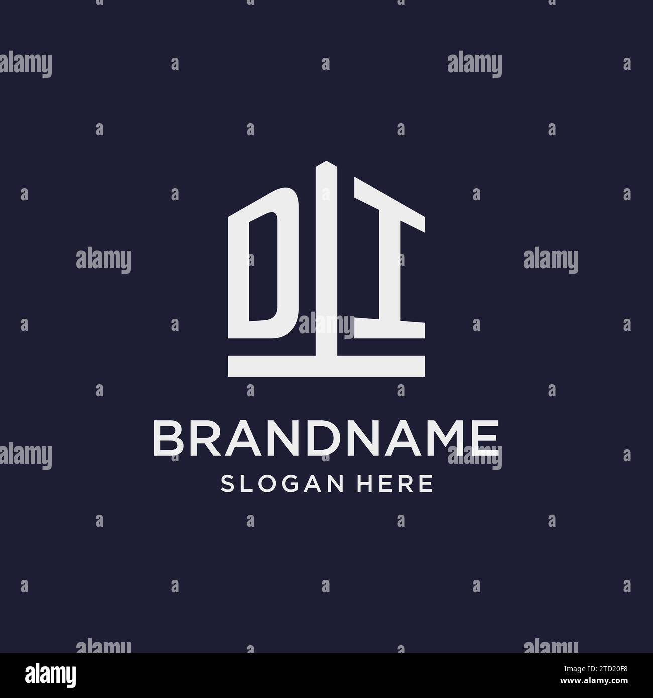 DI initial monogram logo design with pentagon shape style design ideas ...