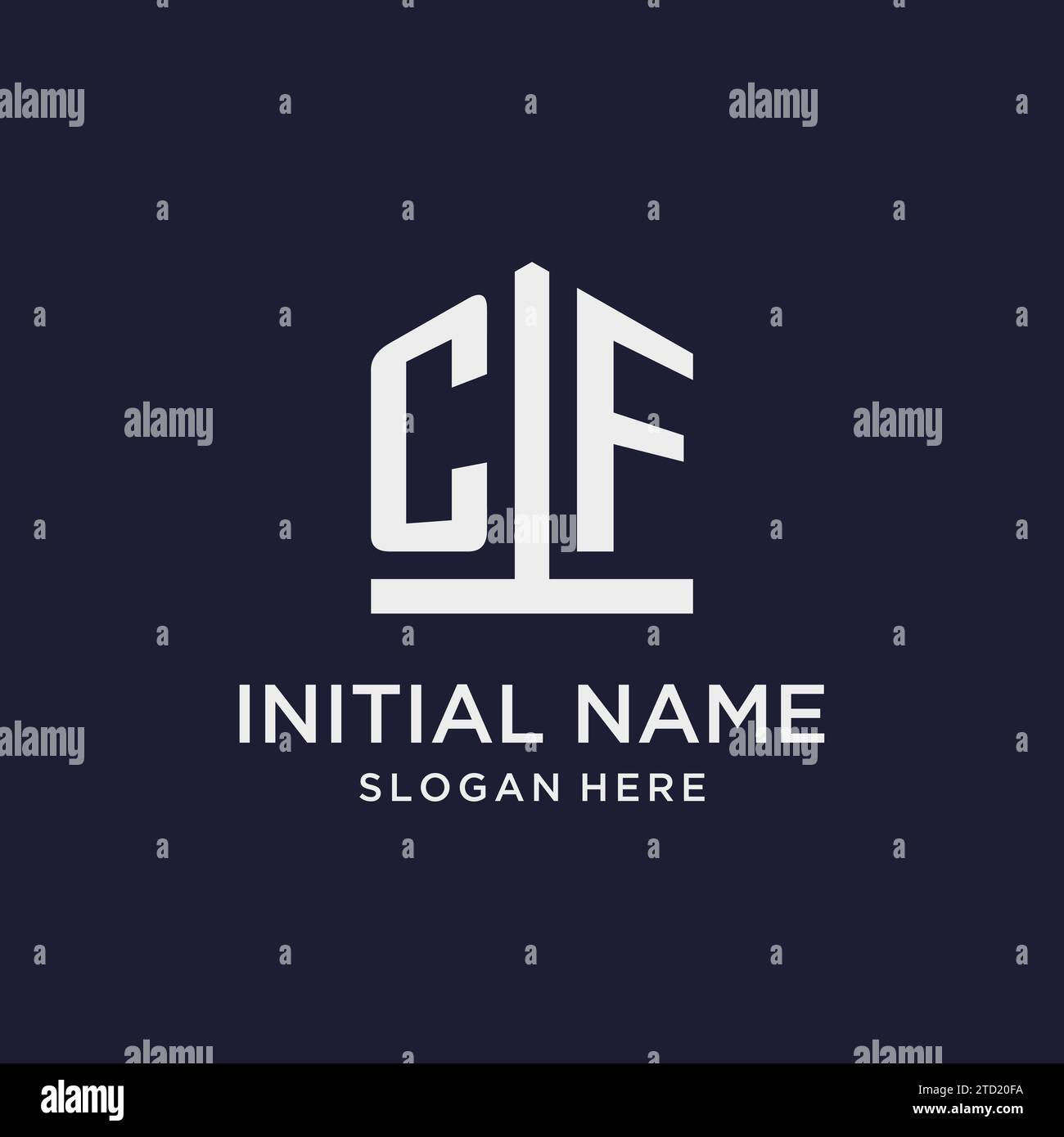 CF initial monogram logo design with pentagon shape style design ideas ...