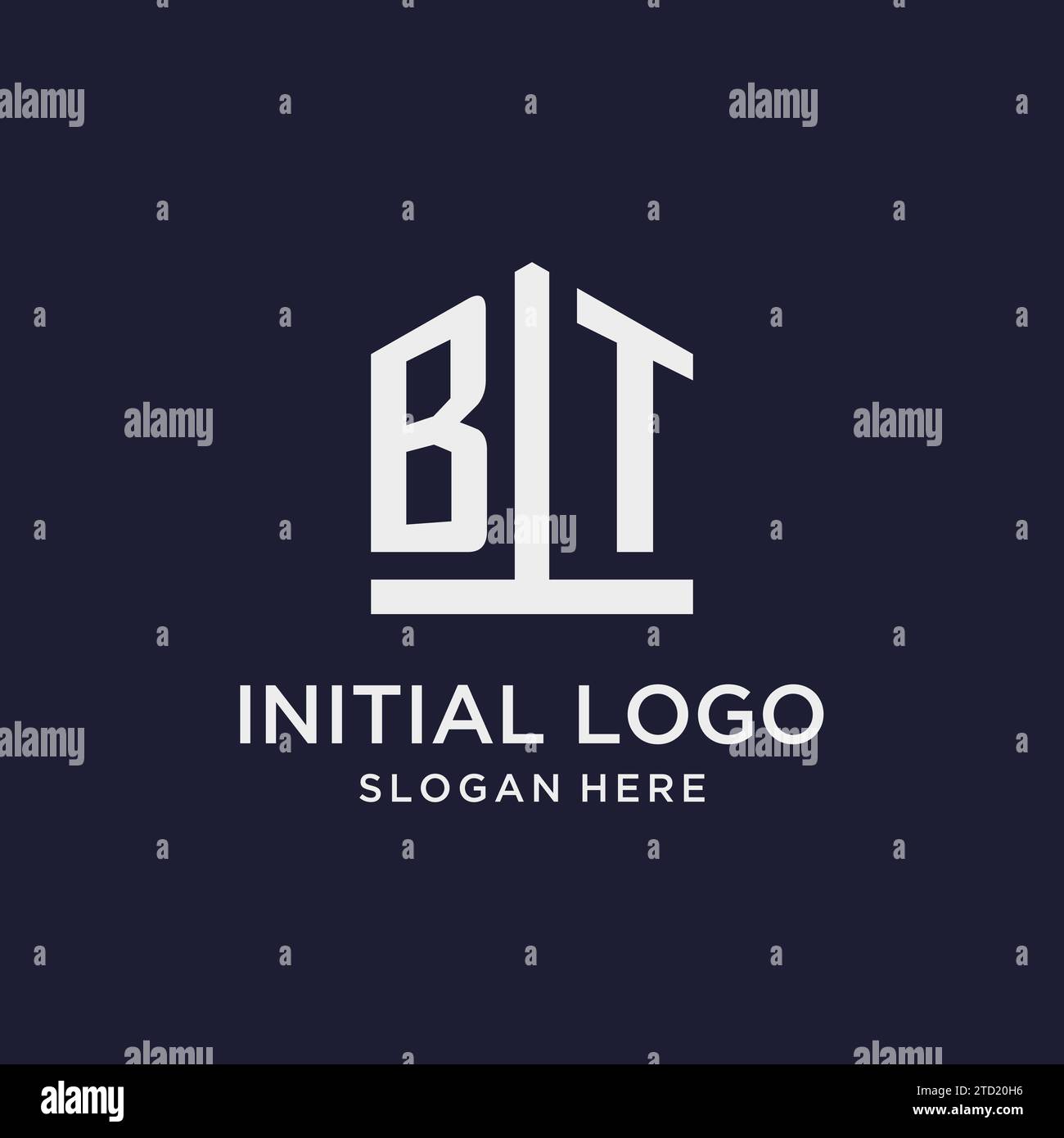BT initial monogram logo design with pentagon shape style design ideas ...