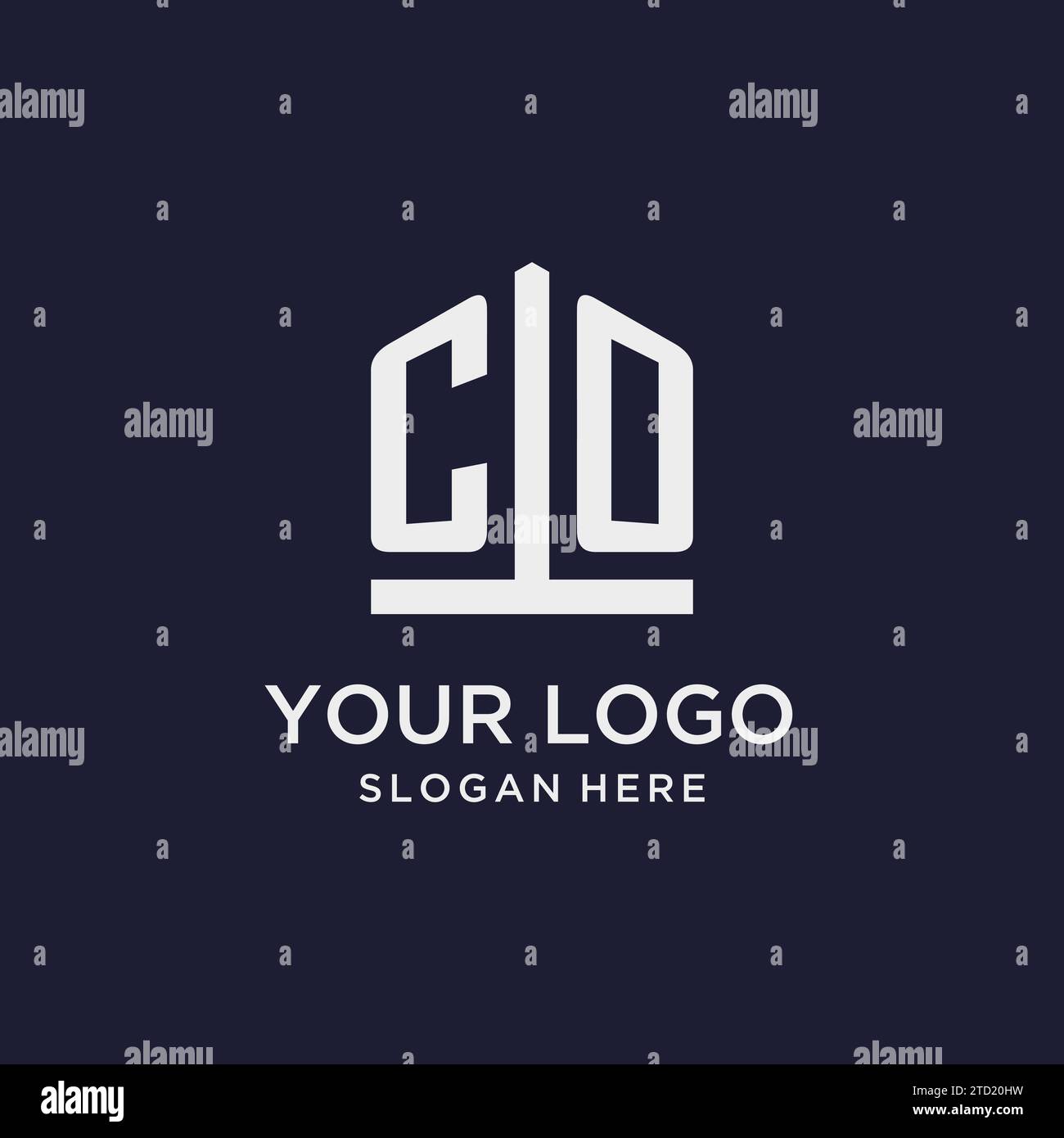 CO initial monogram logo design with pentagon shape style design ideas ...