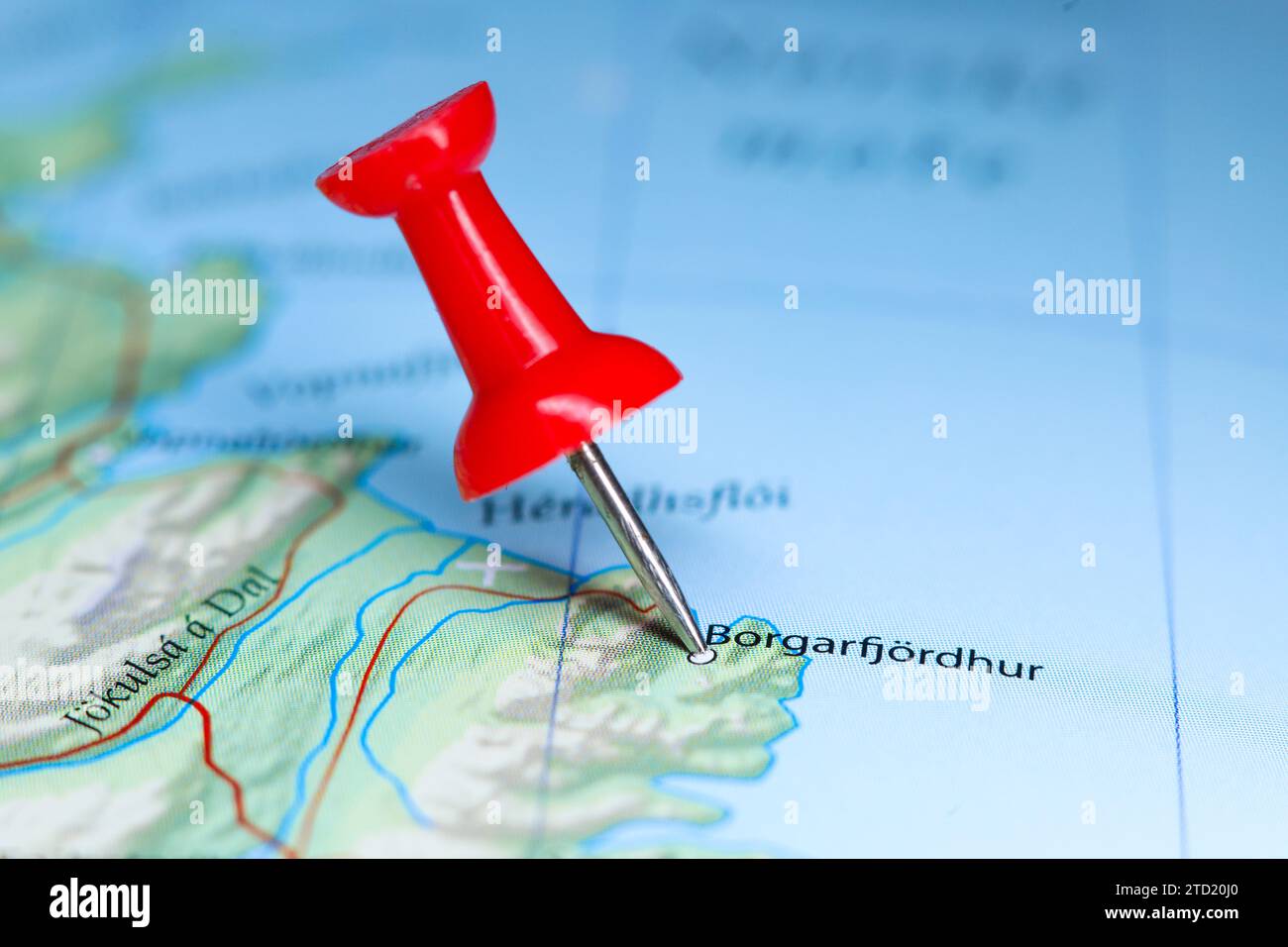 Borgarfjordhur, Iceland pin on map Stock Photo - Alamy