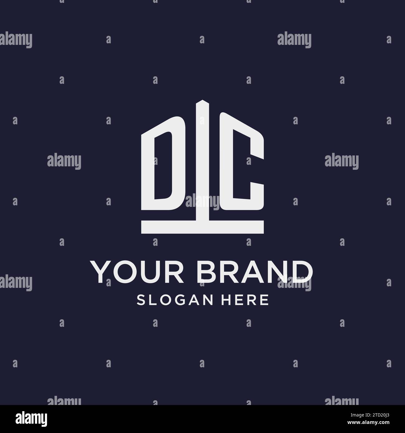 DC initial monogram logo design with pentagon shape style design ideas ...