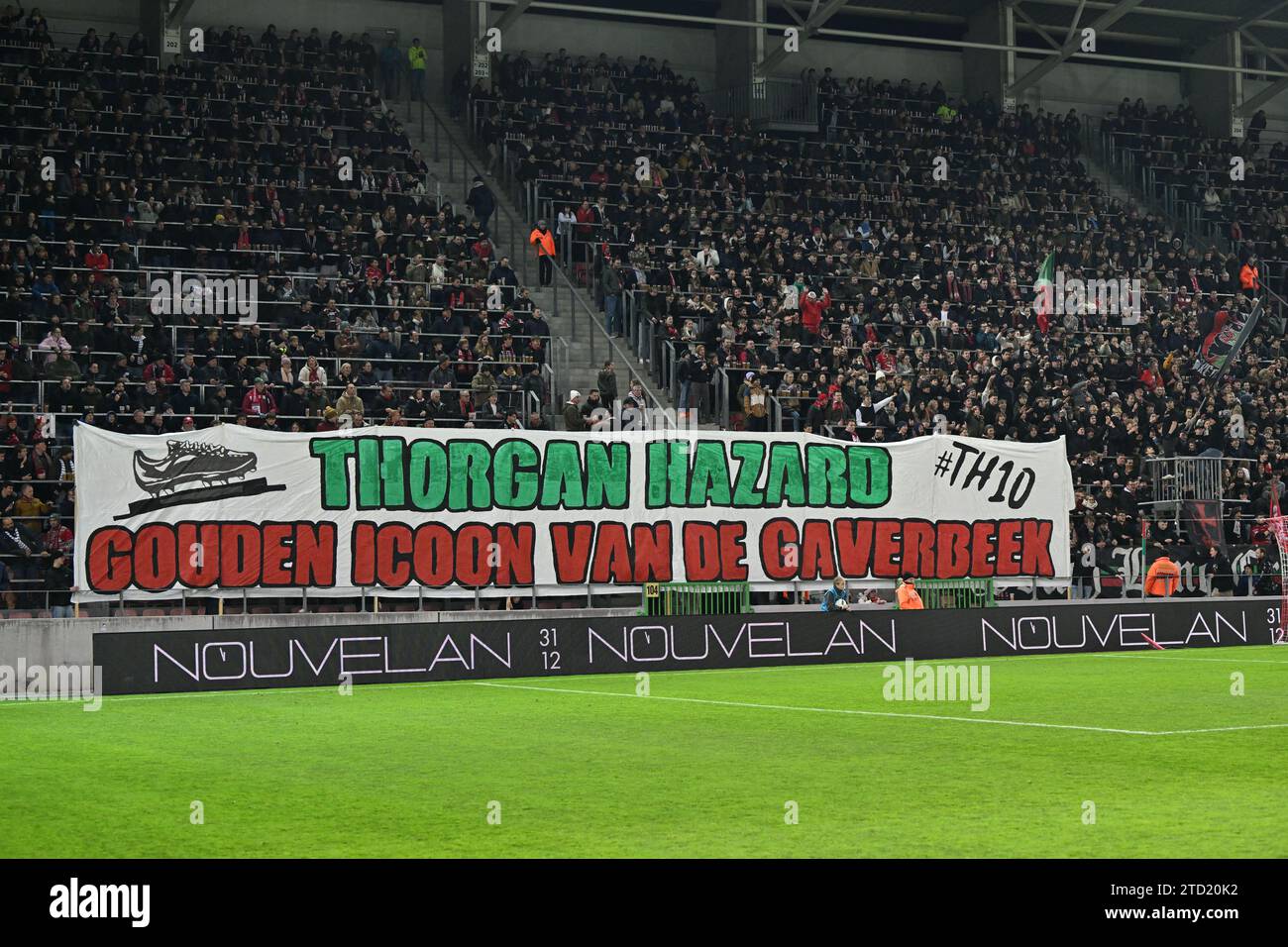 fans and supporters of Zulte pictured with a banner to honour former ...