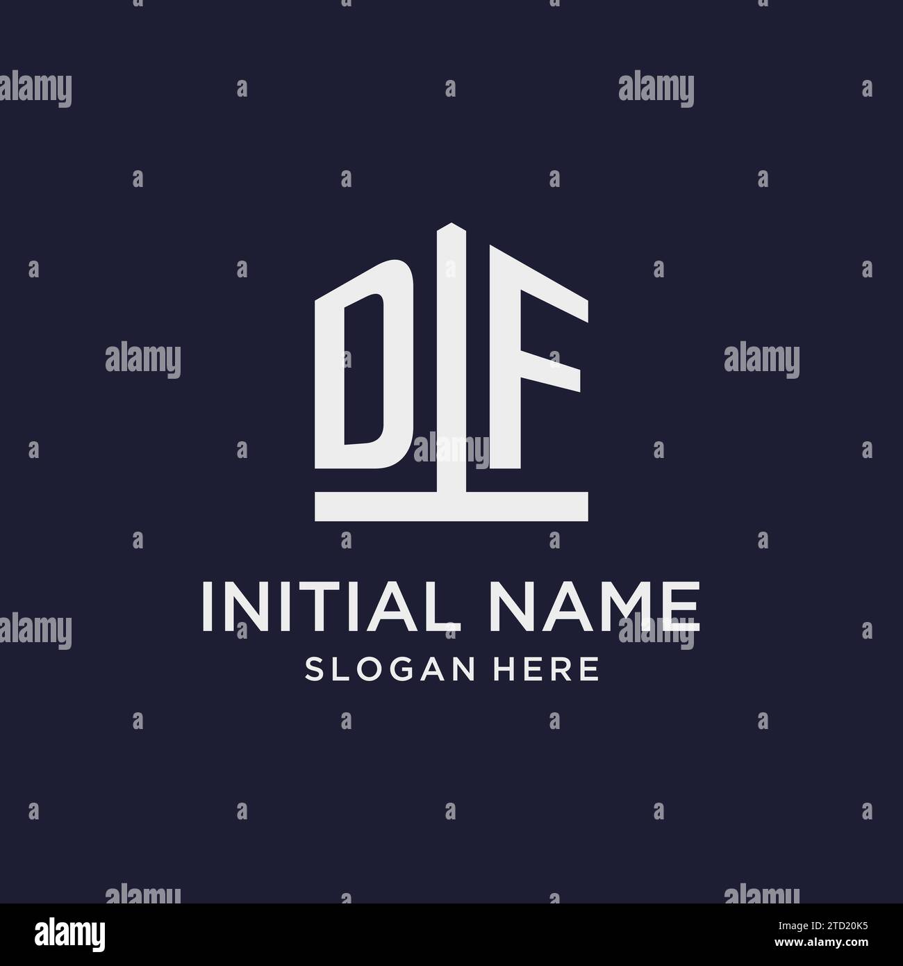 DF initial monogram logo design with pentagon shape style design ideas ...