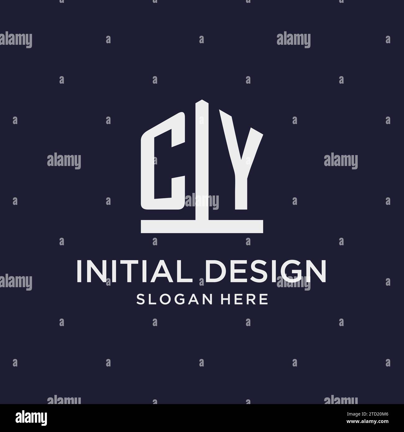 CY initial monogram logo design with pentagon shape style design ideas ...