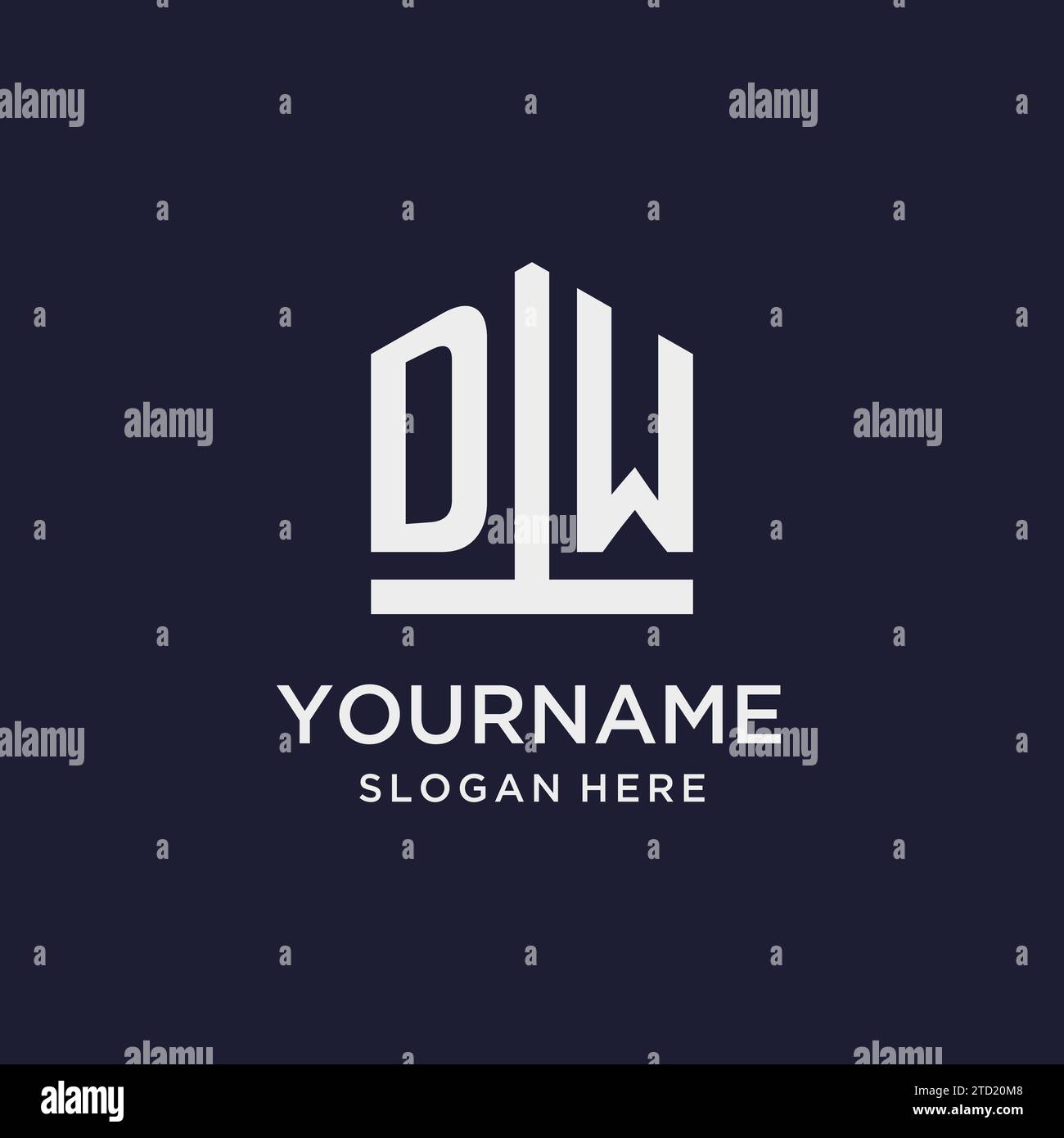 DW initial monogram logo design with pentagon shape style design ideas ...