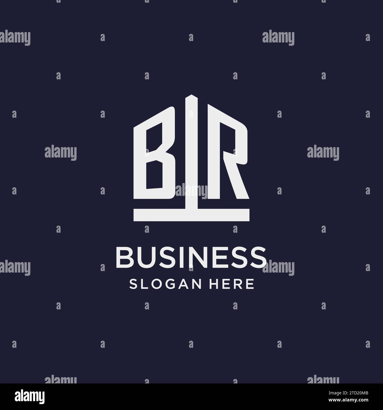 BR initial monogram logo design with pentagon shape style design ideas ...