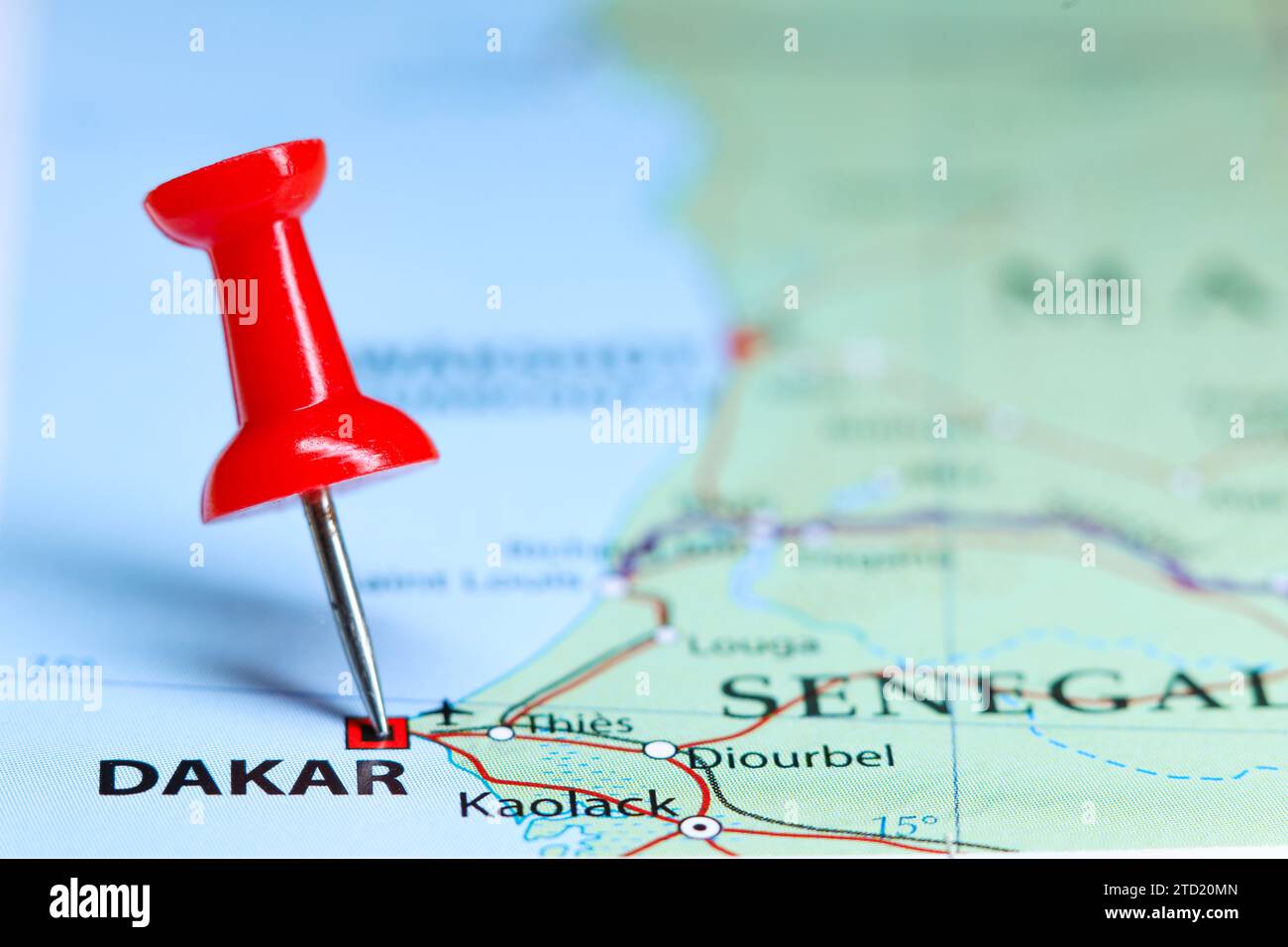 Dakar, Senegal pin on map Stock Photo - Alamy