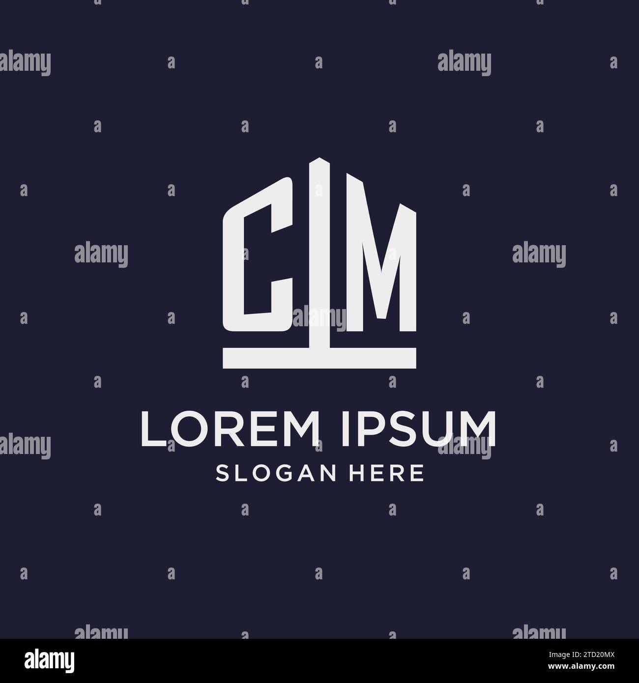 CM initial monogram logo design with pentagon shape style design ideas ...