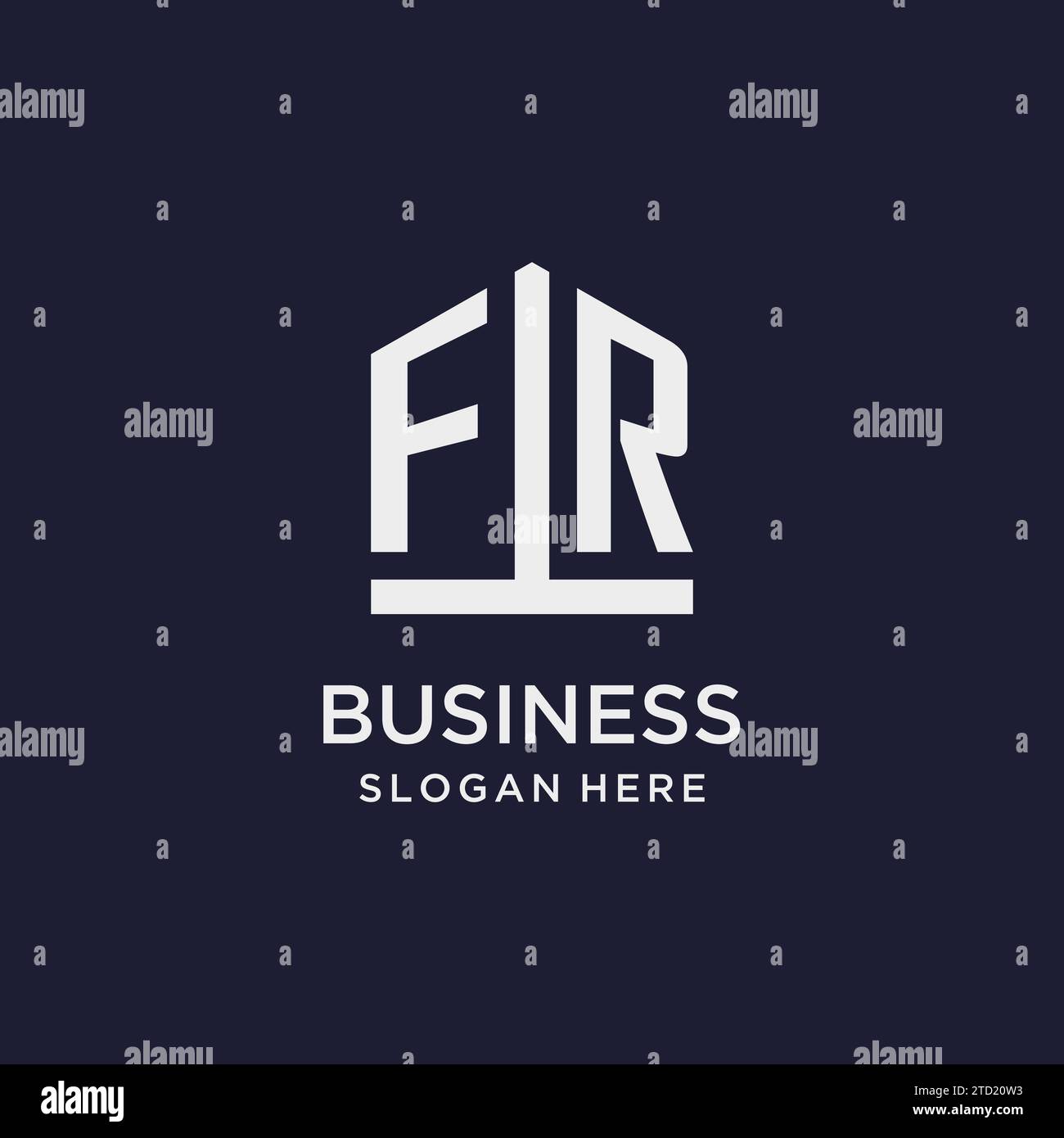 FR initial monogram logo design with pentagon shape style design ideas ...