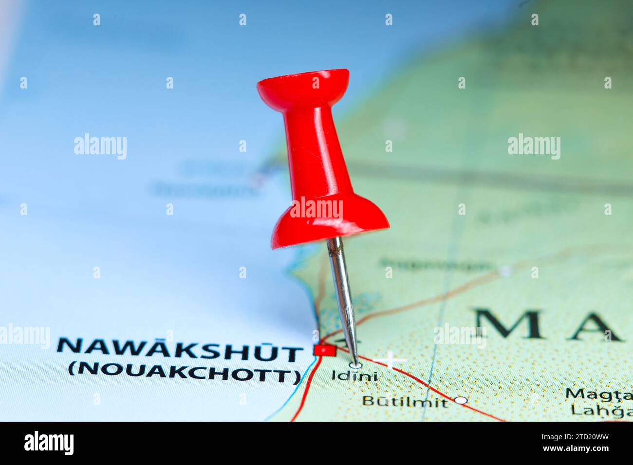 Idini, Mauritania pin on map Stock Photo - Alamy
